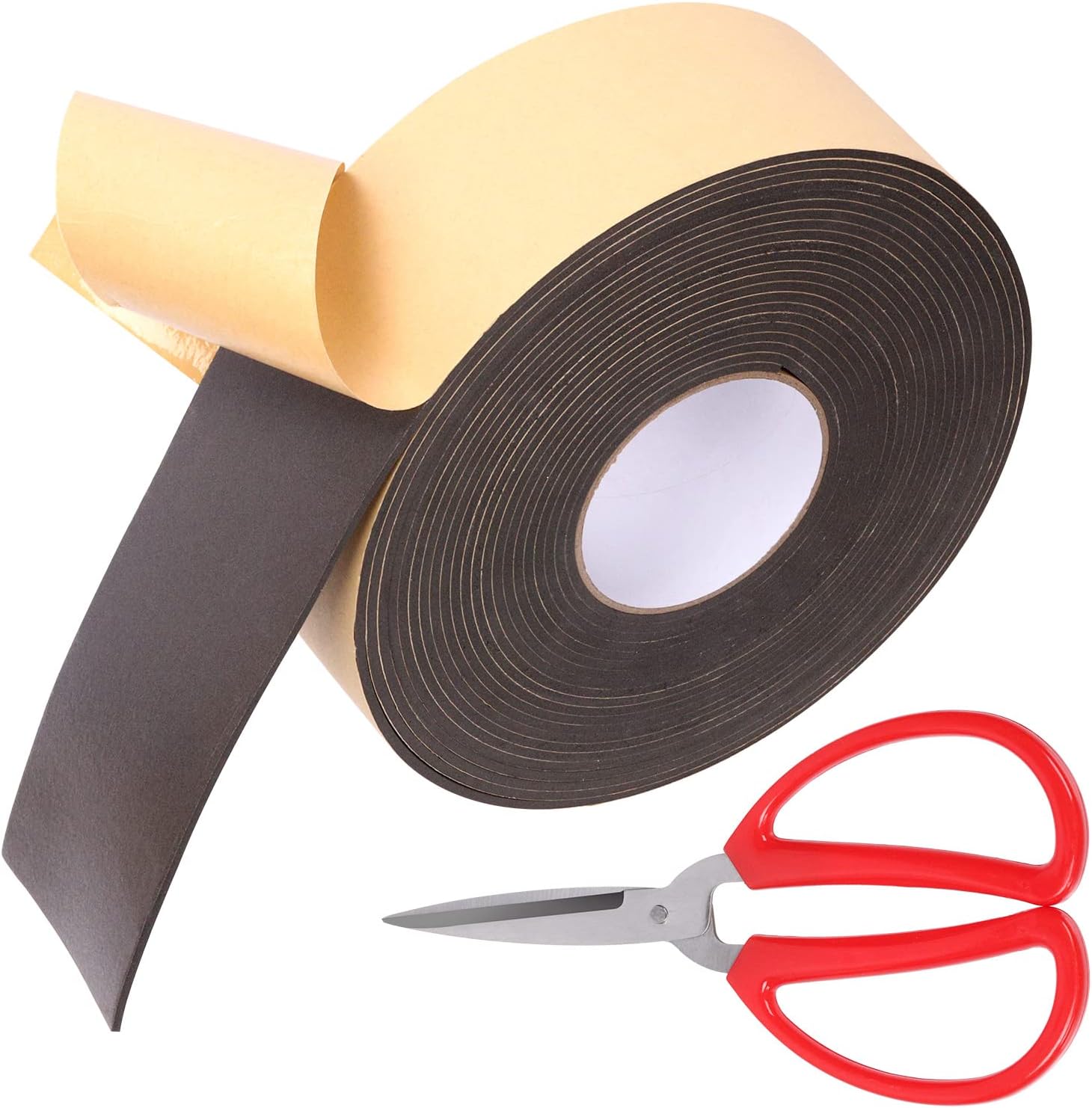 Glarks 1 Roll Self Adhesive Foam Insulation Tape with Scissors, 3" W x ...