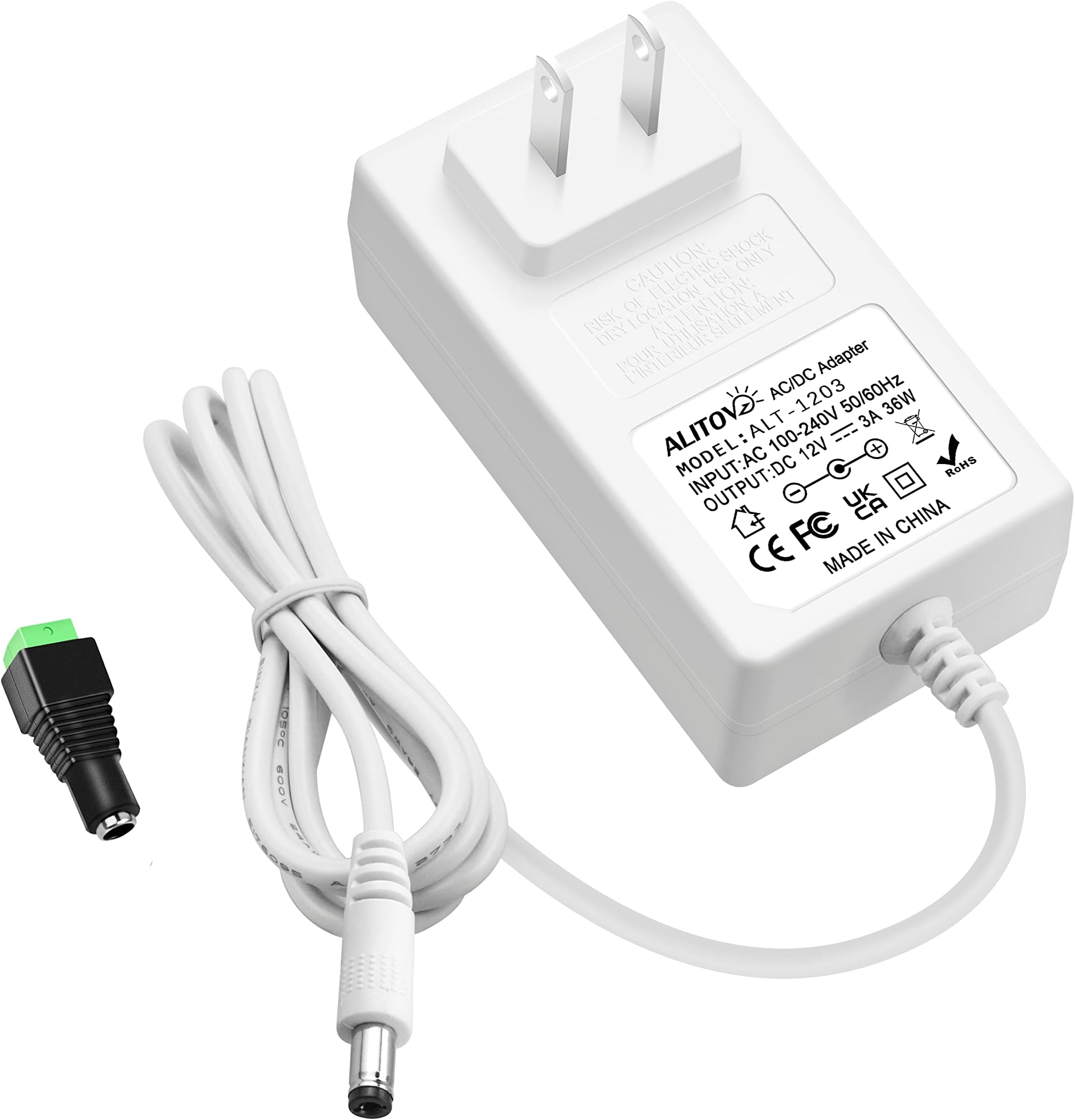 Amazon.com: ALITOVE 12V Power Supply 12 Volt 3A 36W AC/DC Adapter White ...