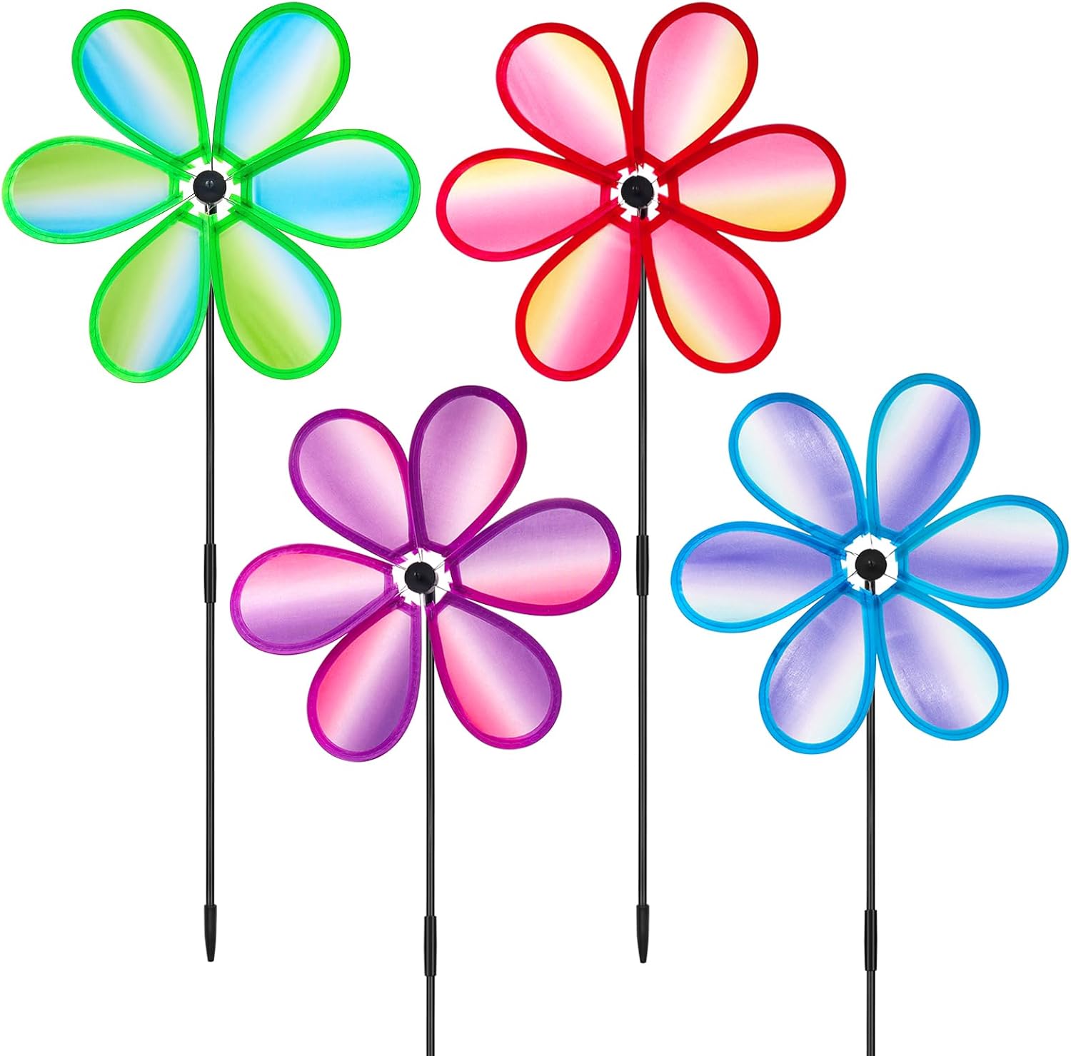 Amazon.com: yuuzue 4 Pcs Flower Wind Spinner Colorful Lawn Pinwheels ...