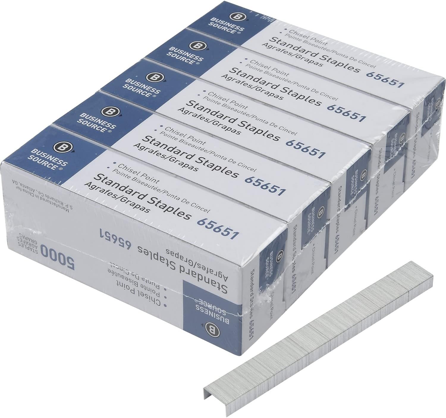 Amazon.com : Business Source 65651 Standard Staples, Chisel Point, 210 ...