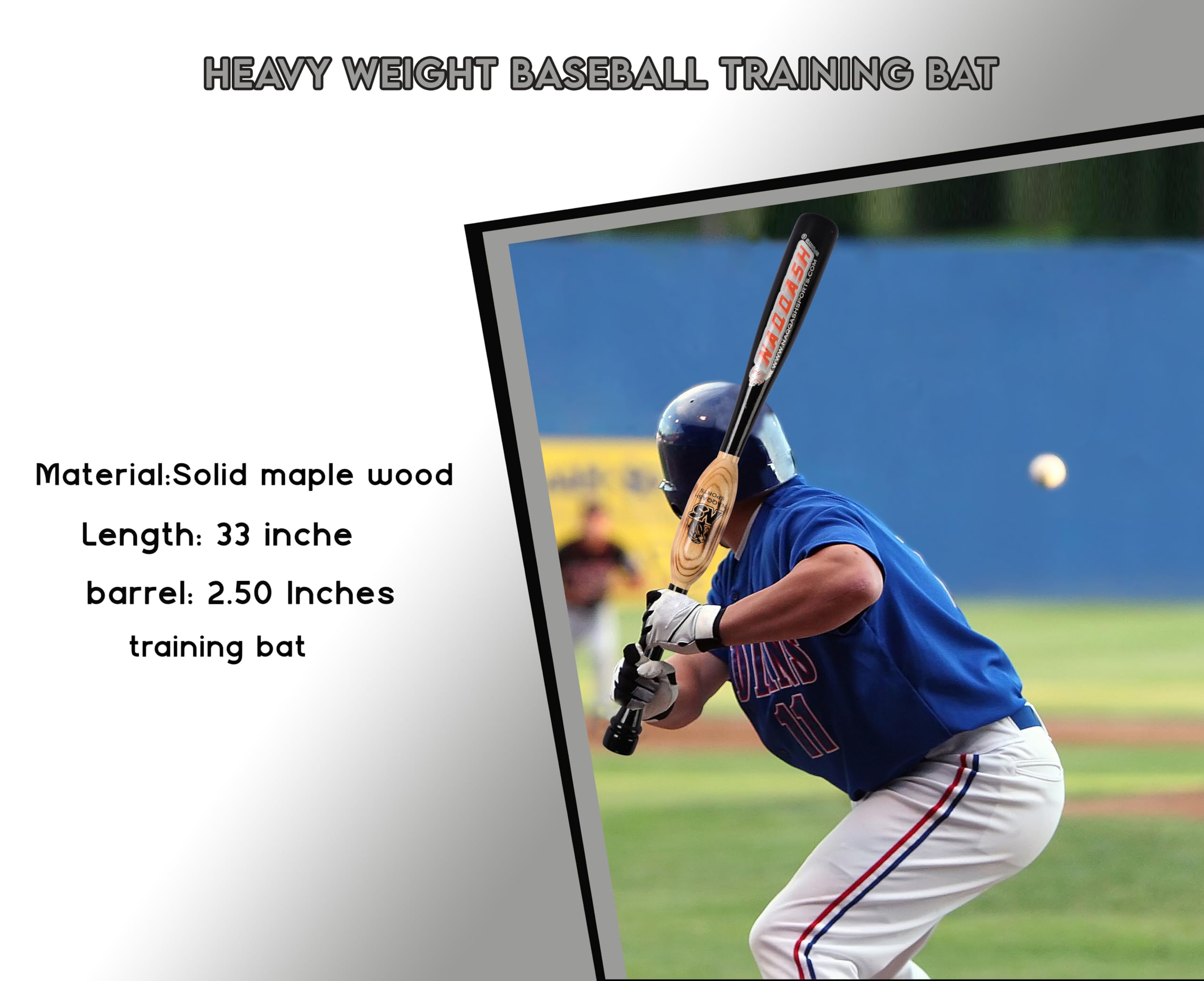 Cam Wood Training Bat 32\" / 39 Oz Grey Heavy Weight Two Handed ...