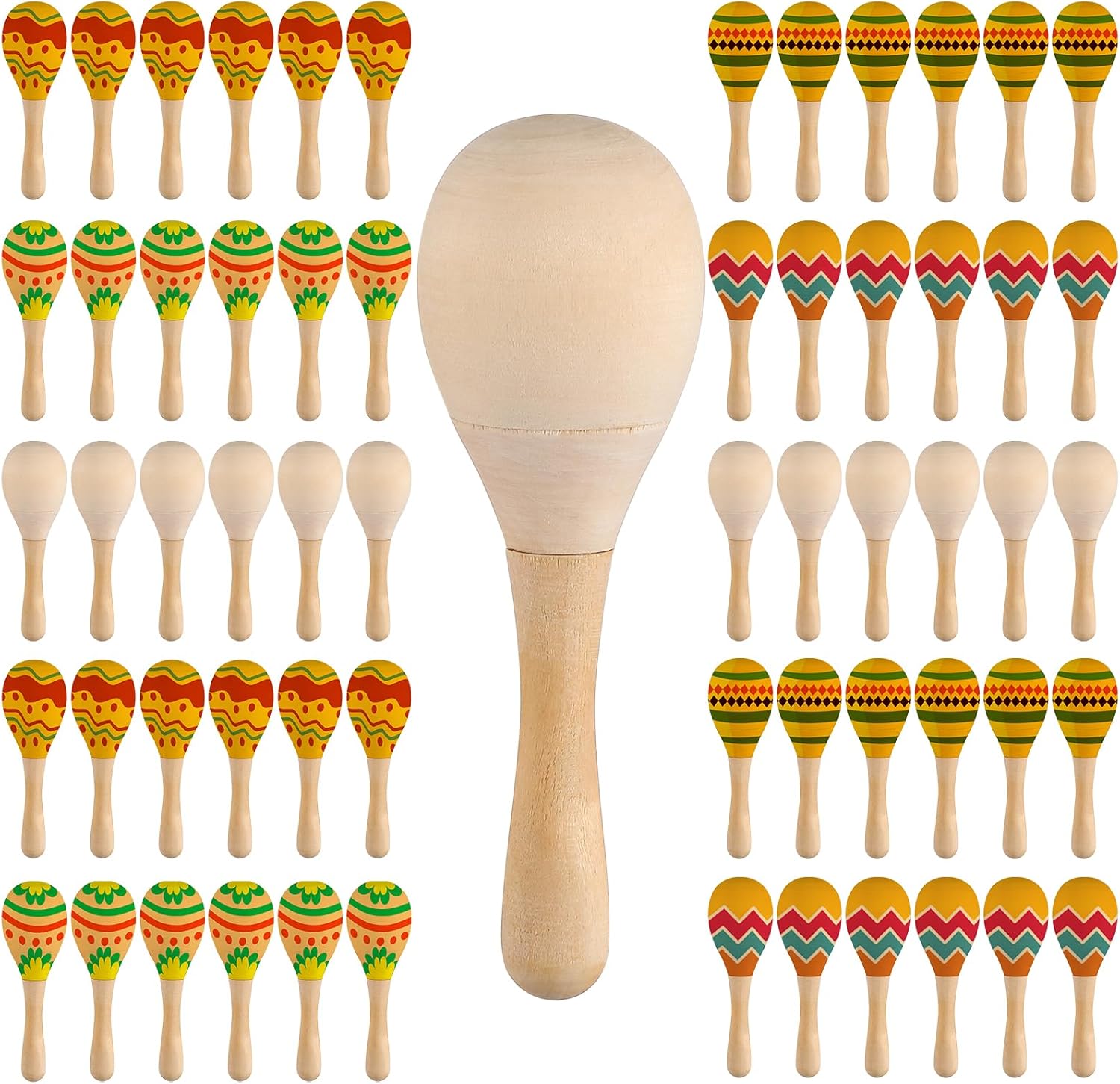 Amazon.com: Jexine 100 Pcs DIY Wood Maracas Unfinished Mini Wooden ...