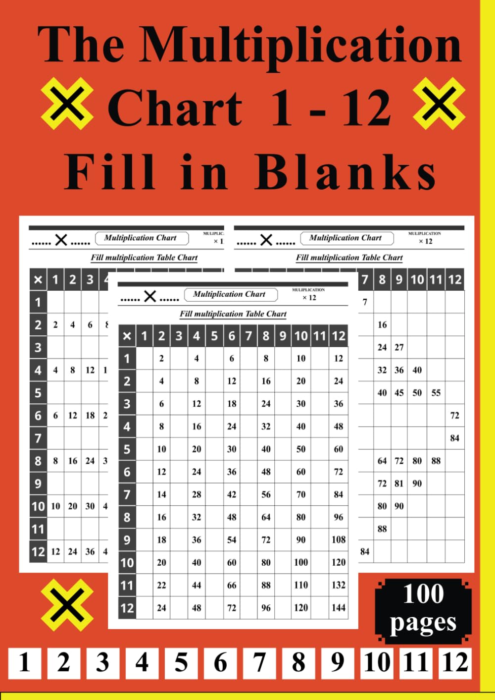 The Multiplication Chart 1-12 Fill in the Blanks: Maths Tables for Kids ...