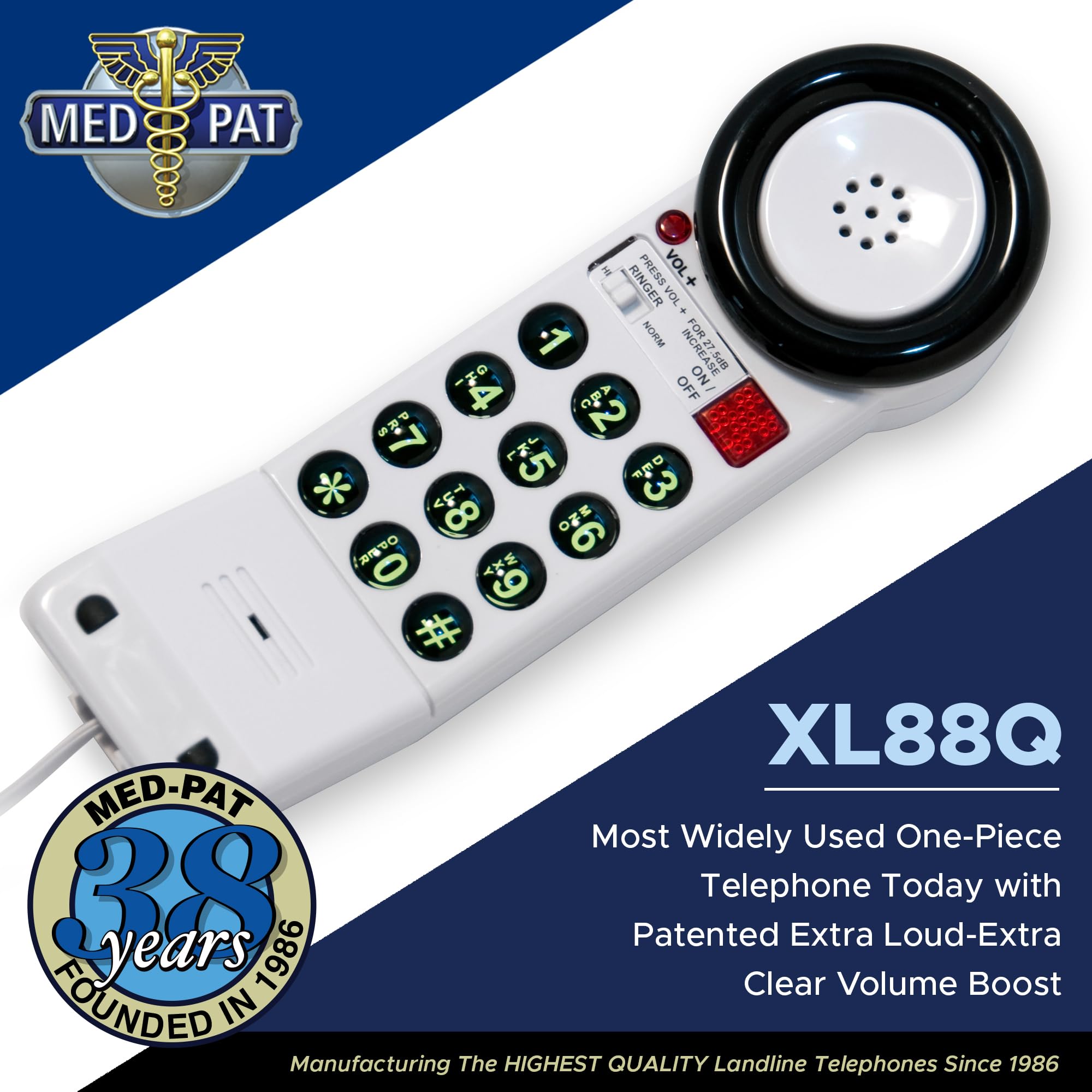 Snapklik.com : Med-Pat XL88Q - Easy To Use One-Piece Telephone