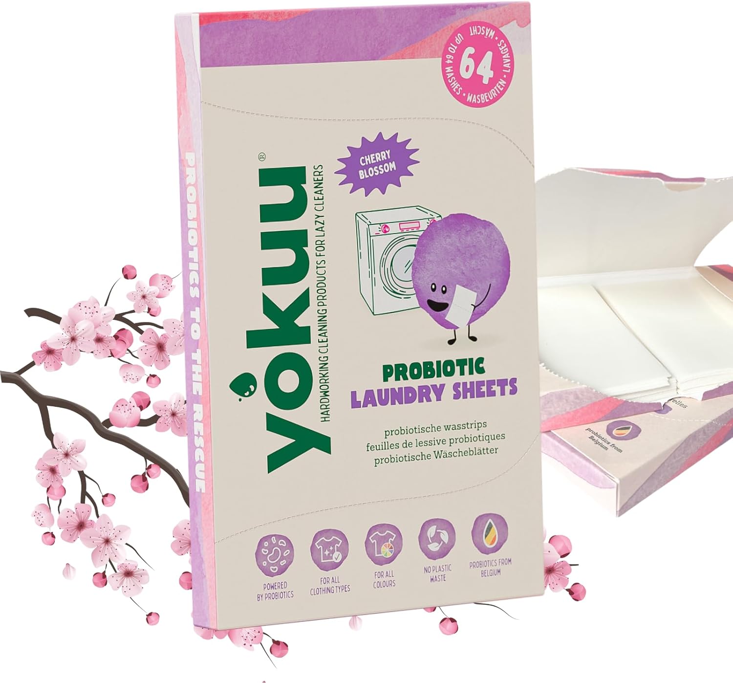Amazon.com: YOKUU Probiotic Laundry Sheets | 64 Loads | Cherry Blossom ...
