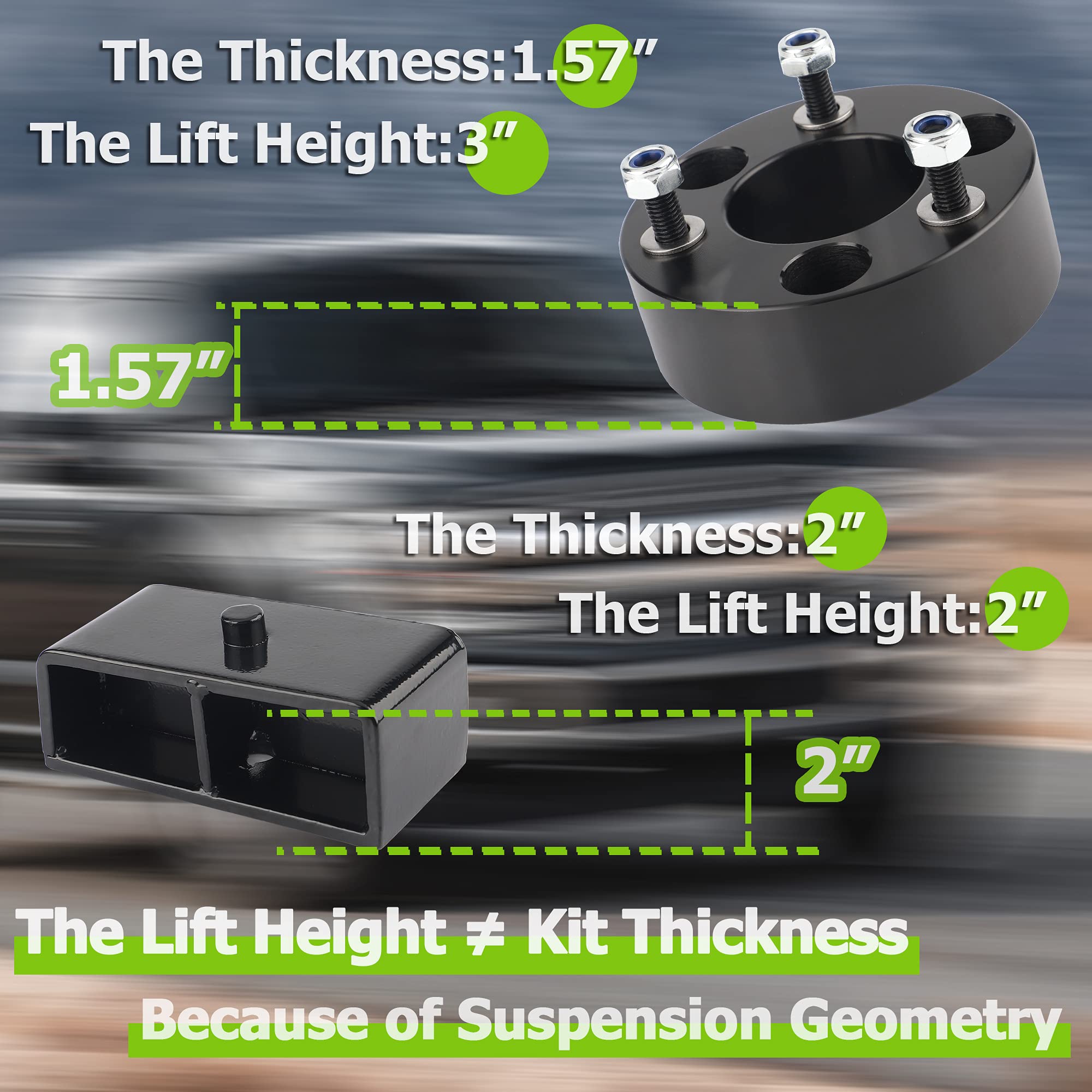 Snapklik.com : 3 Front And 2 Rear Leveling Lift Kits For 2005-2023 ...