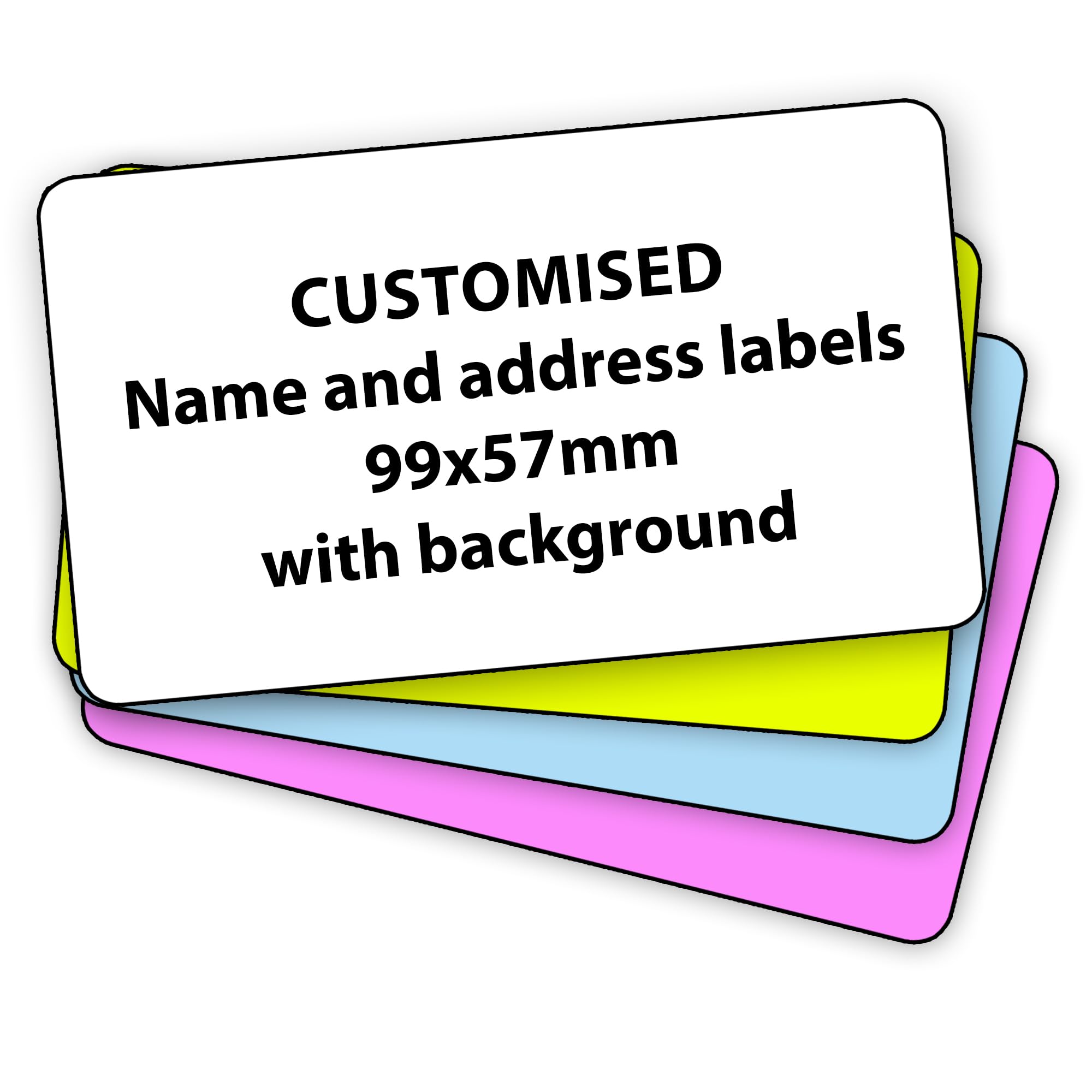 50 White Personalised Stickers Labels, 99.1mm x 57.3mm Small Printed ...