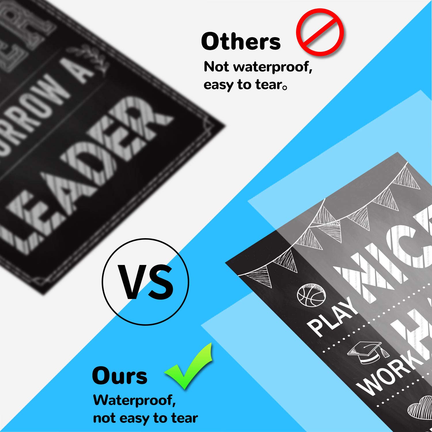 Whaline 20 Pack Motivational Classroom Posters, Chalkboard Design ...