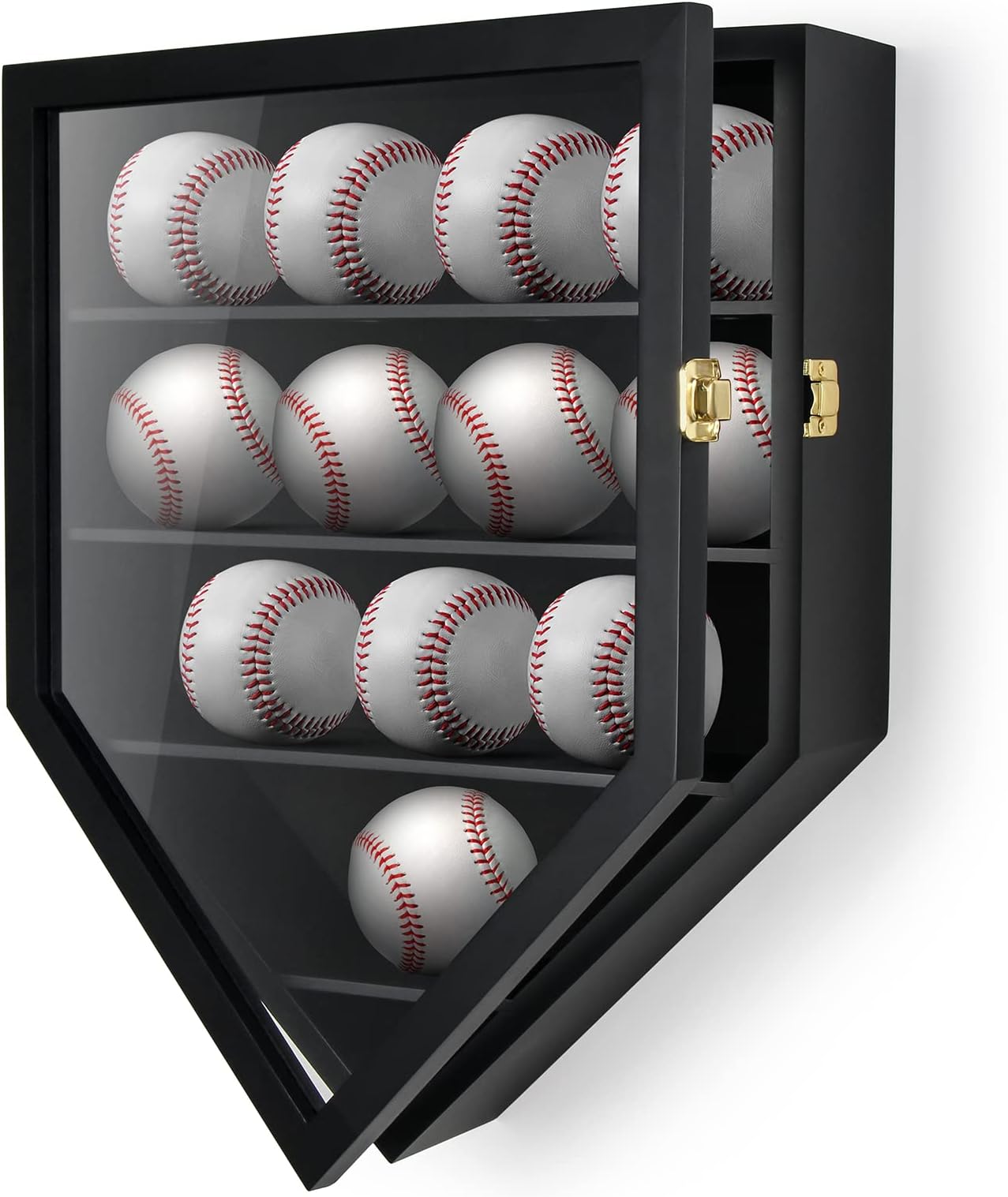 Amazon.com: 30 Baseball Ball Display Case Cabinet - Home Plate Shaped ...