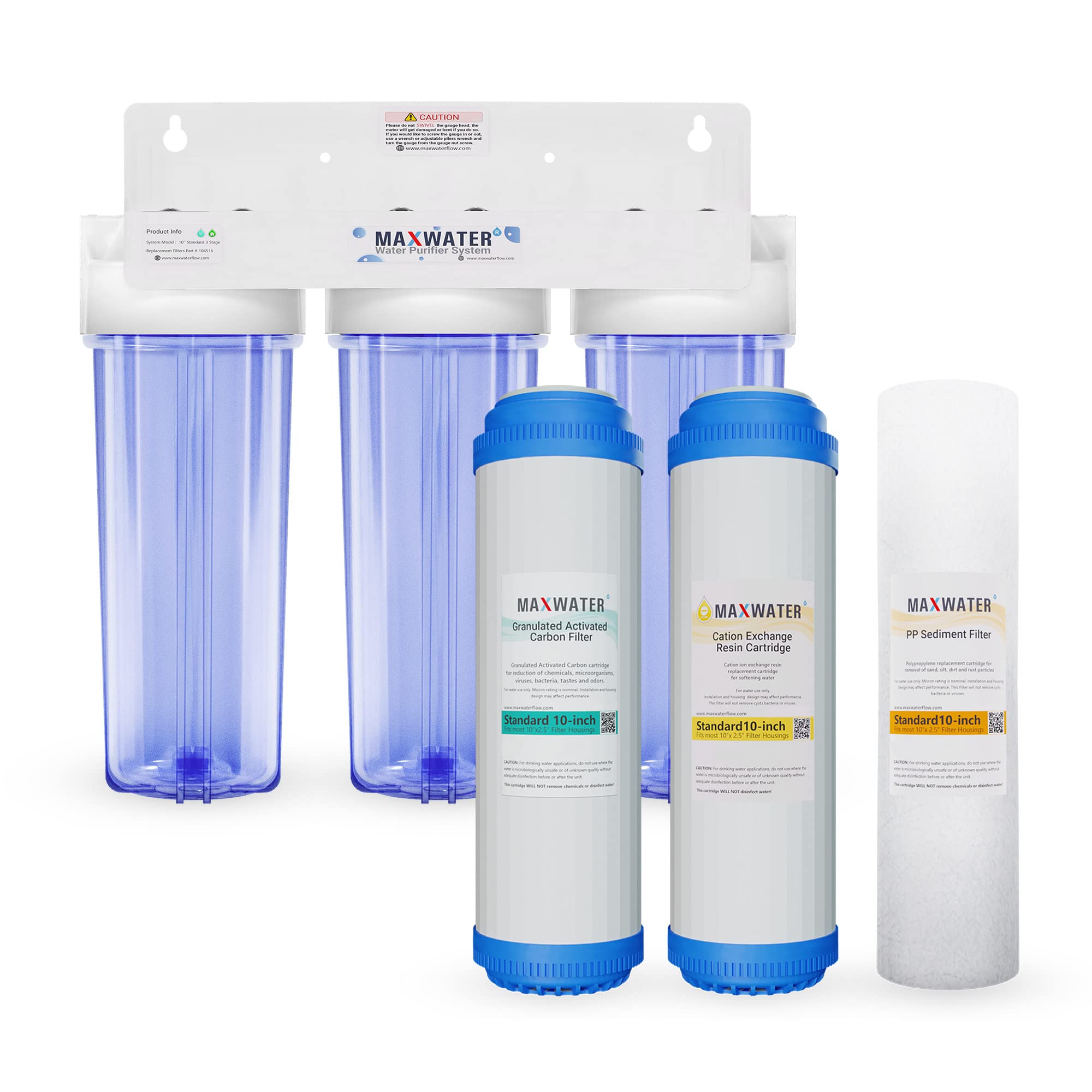 Buy Max Water 3 Stage Water Softening10 inch Standard Water Filtration ...