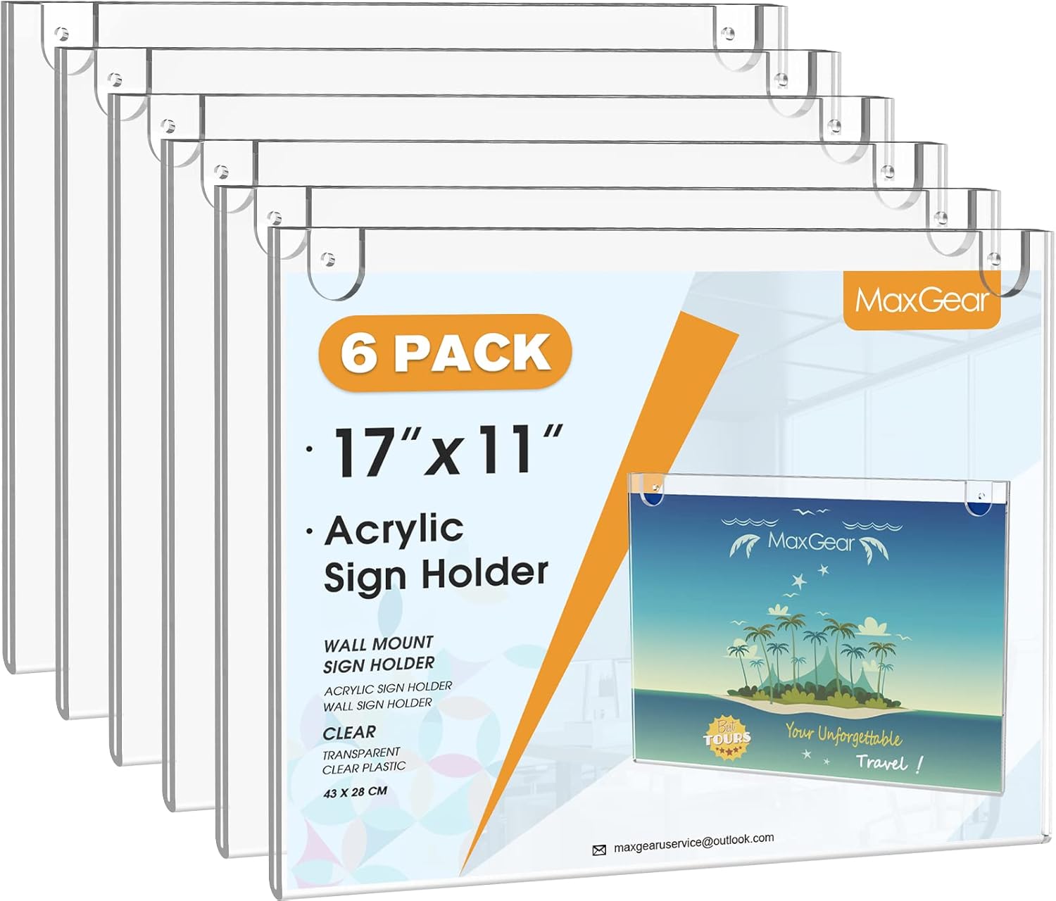 Amazon.com : MaxGear Acrylic Sign Holder 11 x 17 Inch, Wall Mount Sign ...