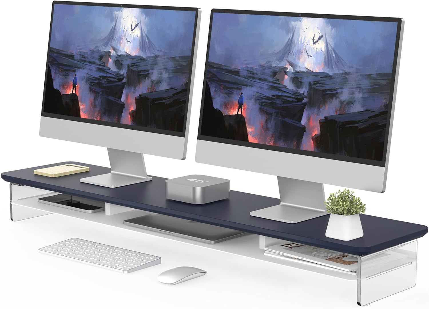 Amazon.com: Fenge Acrylic Monitor Stand Riser, 42.5 Inches Dual Monitor ...