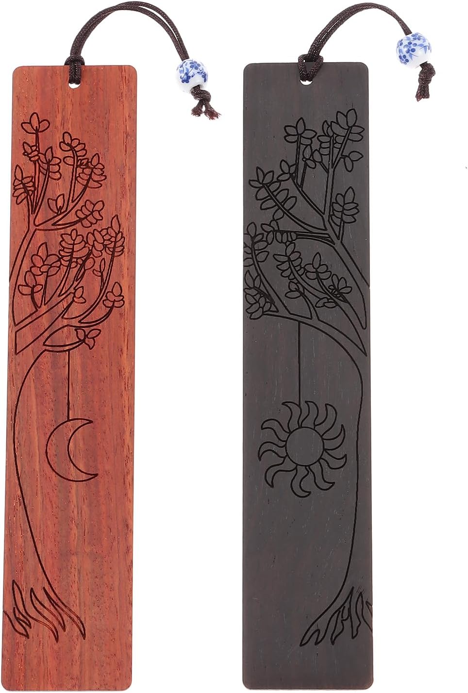 Amazon.com: CRASPIRE Wood Bookmark 2 Colors Sun & Moon Engraved Book ...