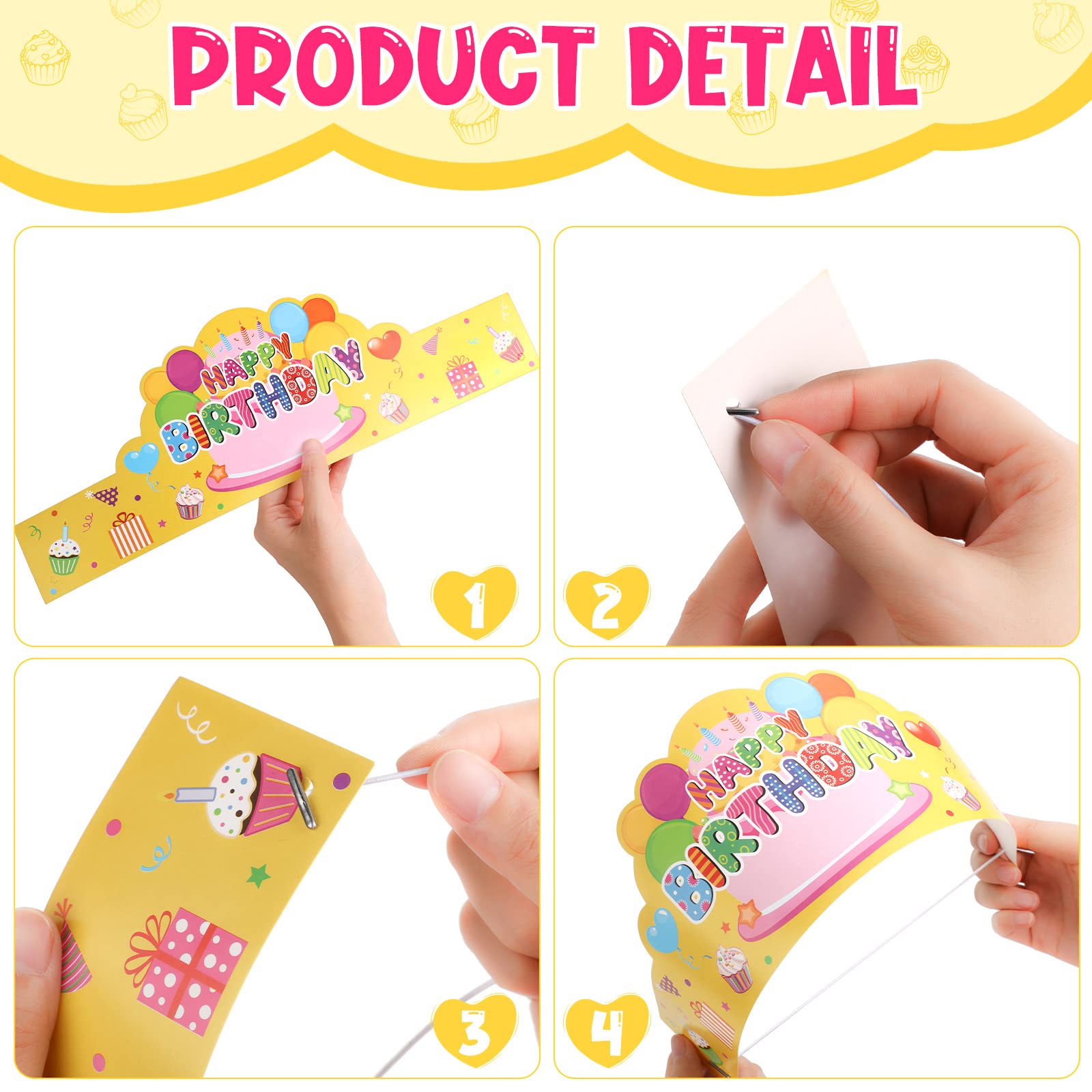 Snapklik.com : 36 Pcs Happy Birthday Crowns For Kids Paper Birthday Hat ...