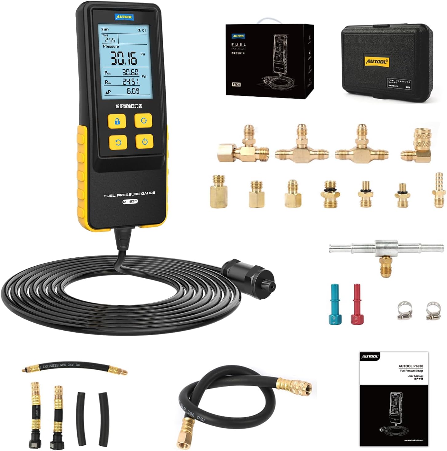 Amazon.com: Fuel Injection Pressure Tester Kit Gauge Automotive,Fuel ...