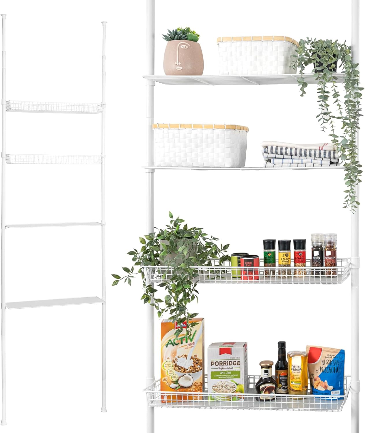 bremermann Telescopic Shelf 2 Baskets 2 Shelves Telescopic Pole up to ...