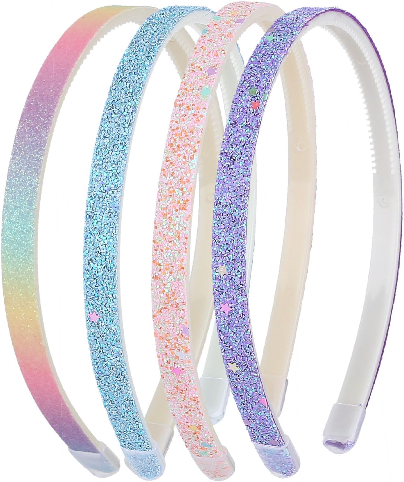 Amazon.com : WLLHYF Glitter Headband, 4pcs Plastic Sparkly Cute Non ...