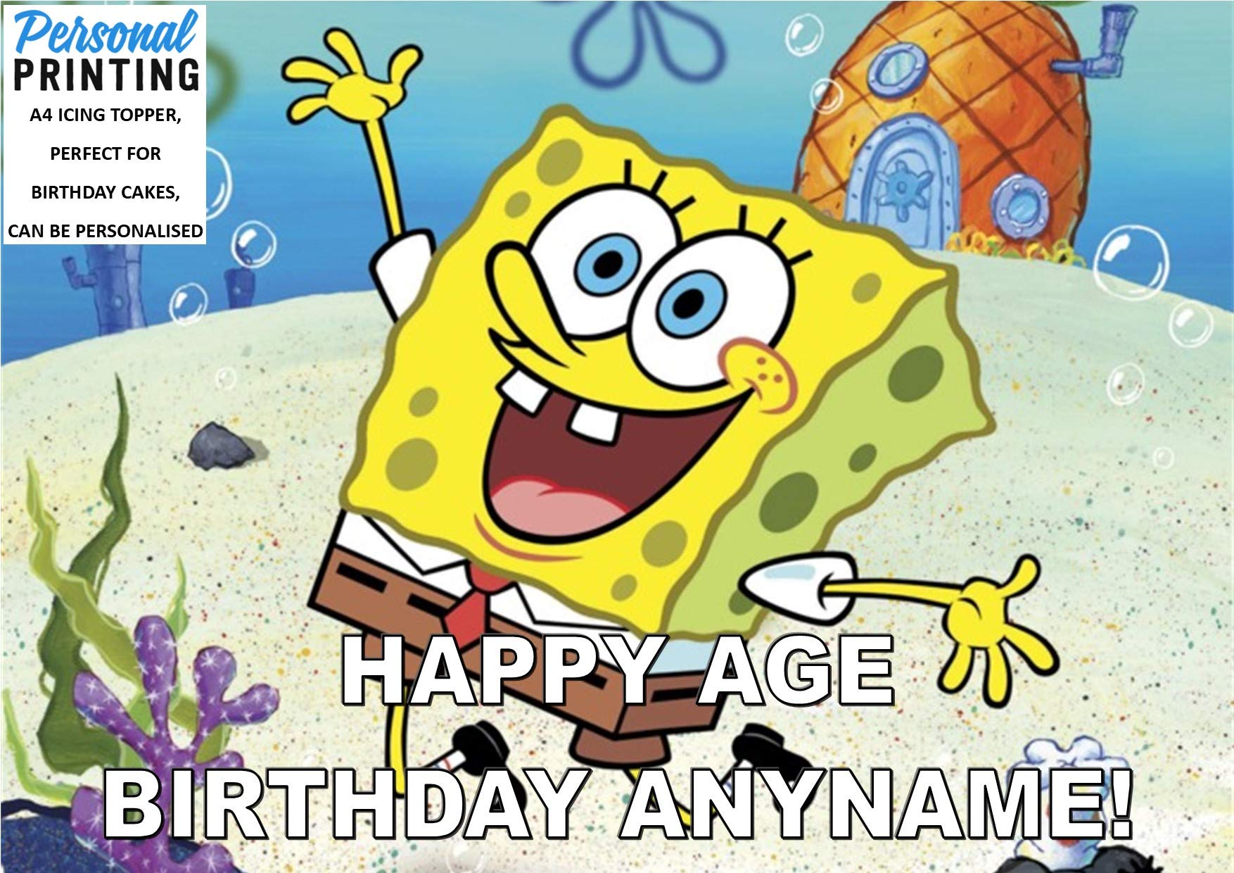 Buy PP - Spongebob Squarepants Happy Jumping or Text Personalised Name ...