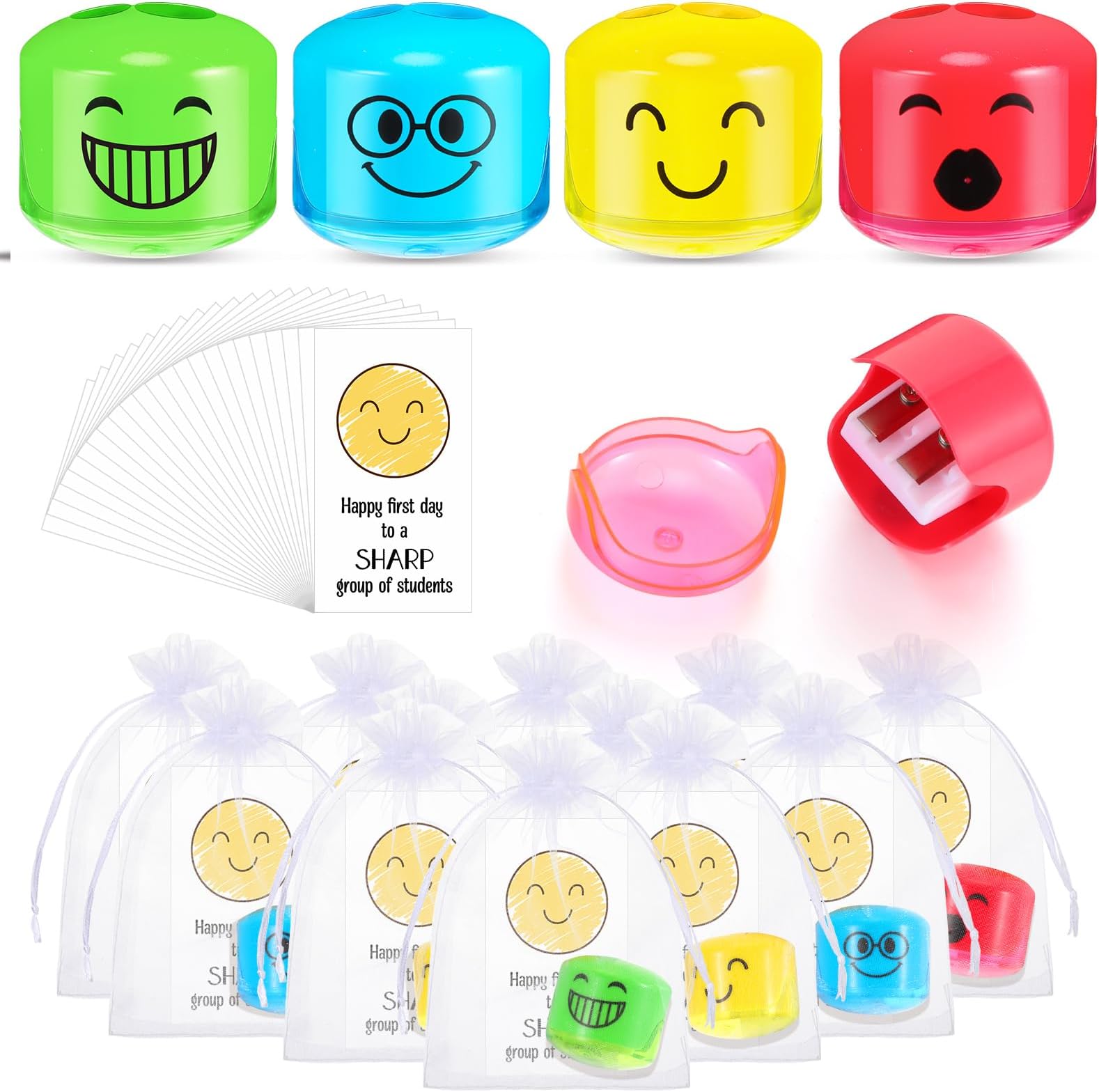 Amazon.com : Seajan 36 Sets Smile Face Crayon Sharpener Pencil ...