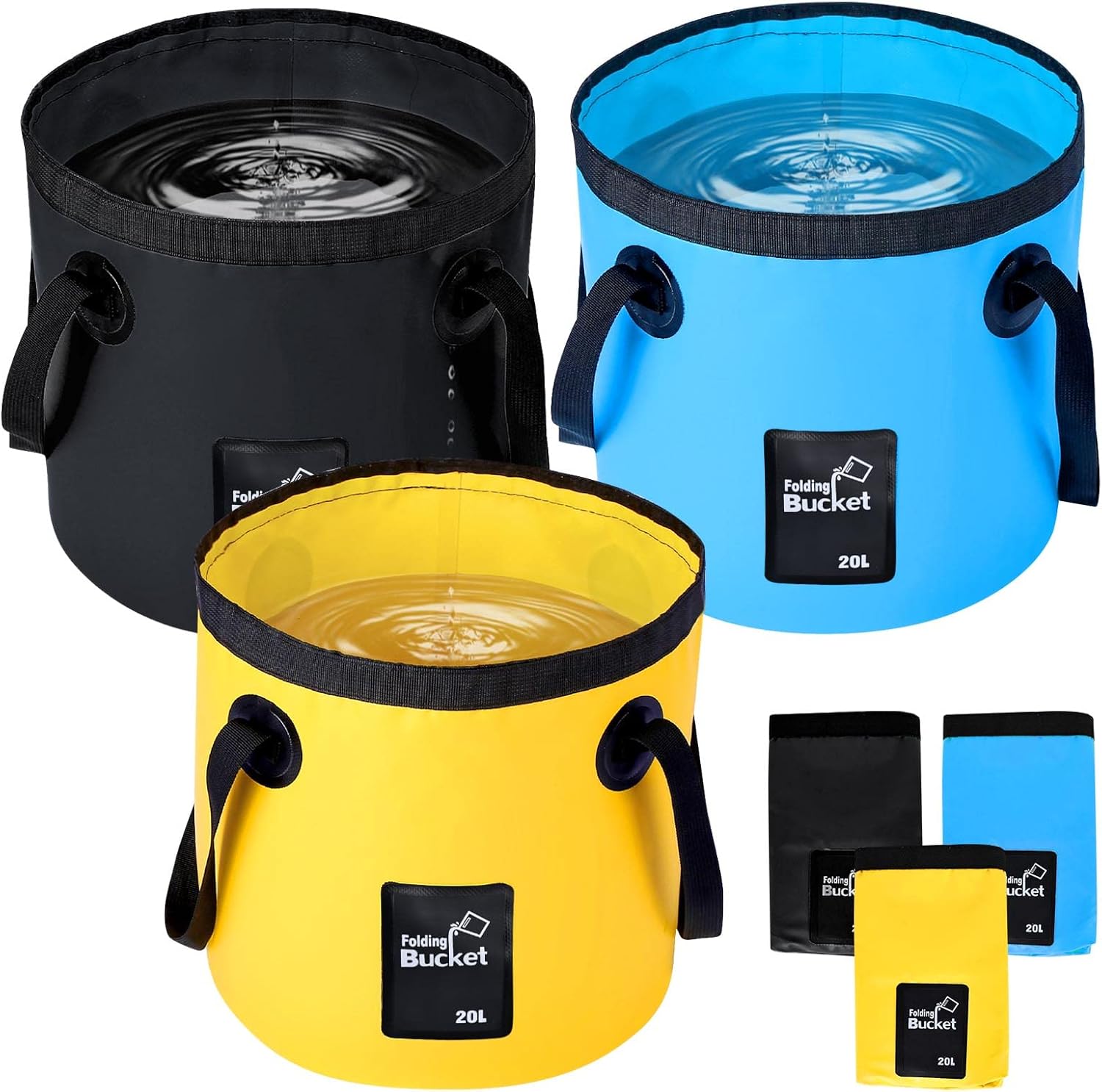 Amazon.com: 3 Pack Collapsible Bucket with Handle, 5 Gallon Portable ...