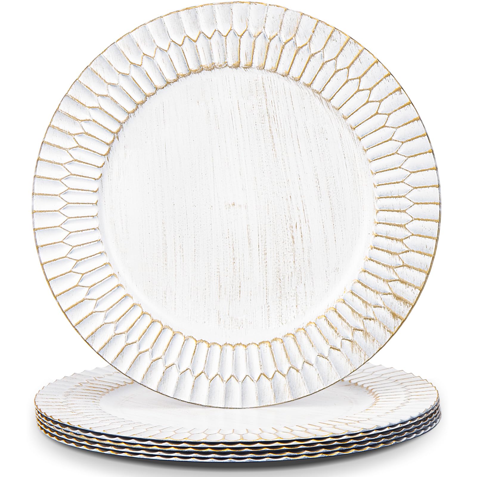 Amazon.com | Kazozobi 13" White Chargers for Dinner Plates, Decorative ...