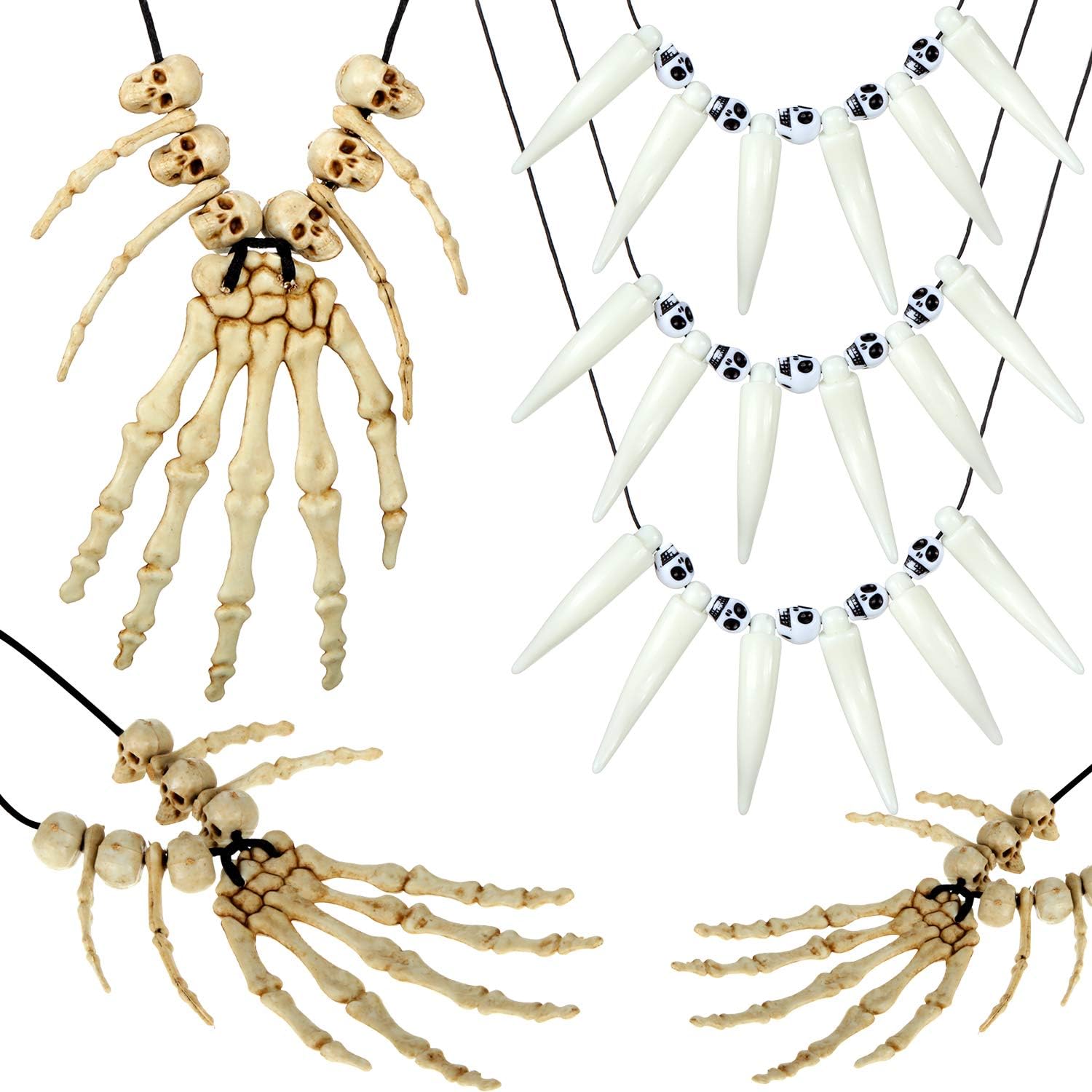 Amazon.com: Hicarer 6 Pieces Halloween Skull Skeleton Jewelry Bone ...