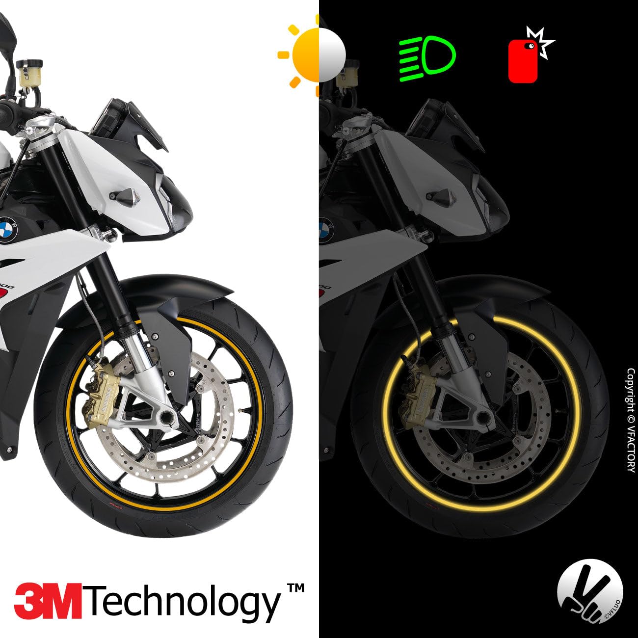 Snapklik.com : Motorcycle Reflective Wheel Stripes Kit, 1 Wheel Rim ...