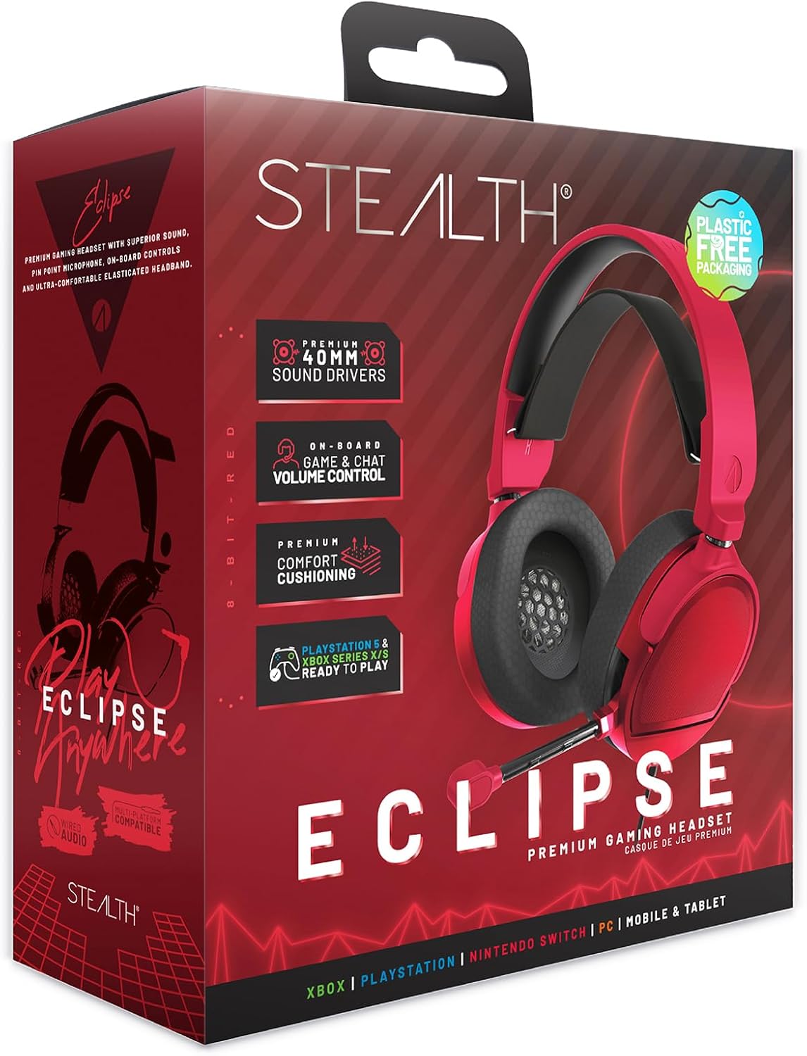STEALTH ECLIPSE RED - Over Ear Stereo Gaming Headset Compatible with ...