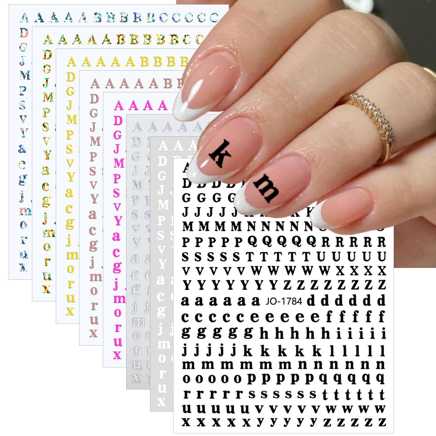 Amazon.com: 8 Sheets Letter Nail Stickers 3D Self-Adhesive English ...