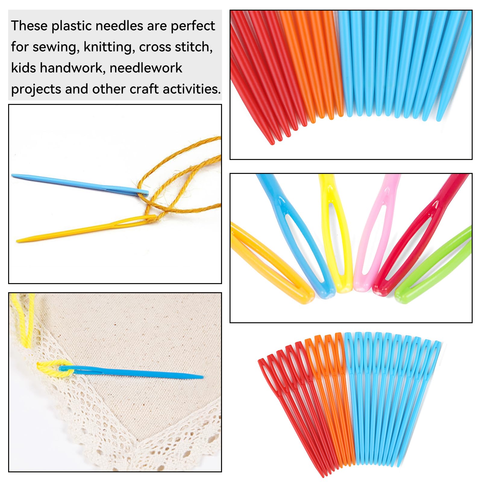 Snapklik.com : 100 Pcs Large Eye Plastic Needles, 27inch/7cm Learning ...