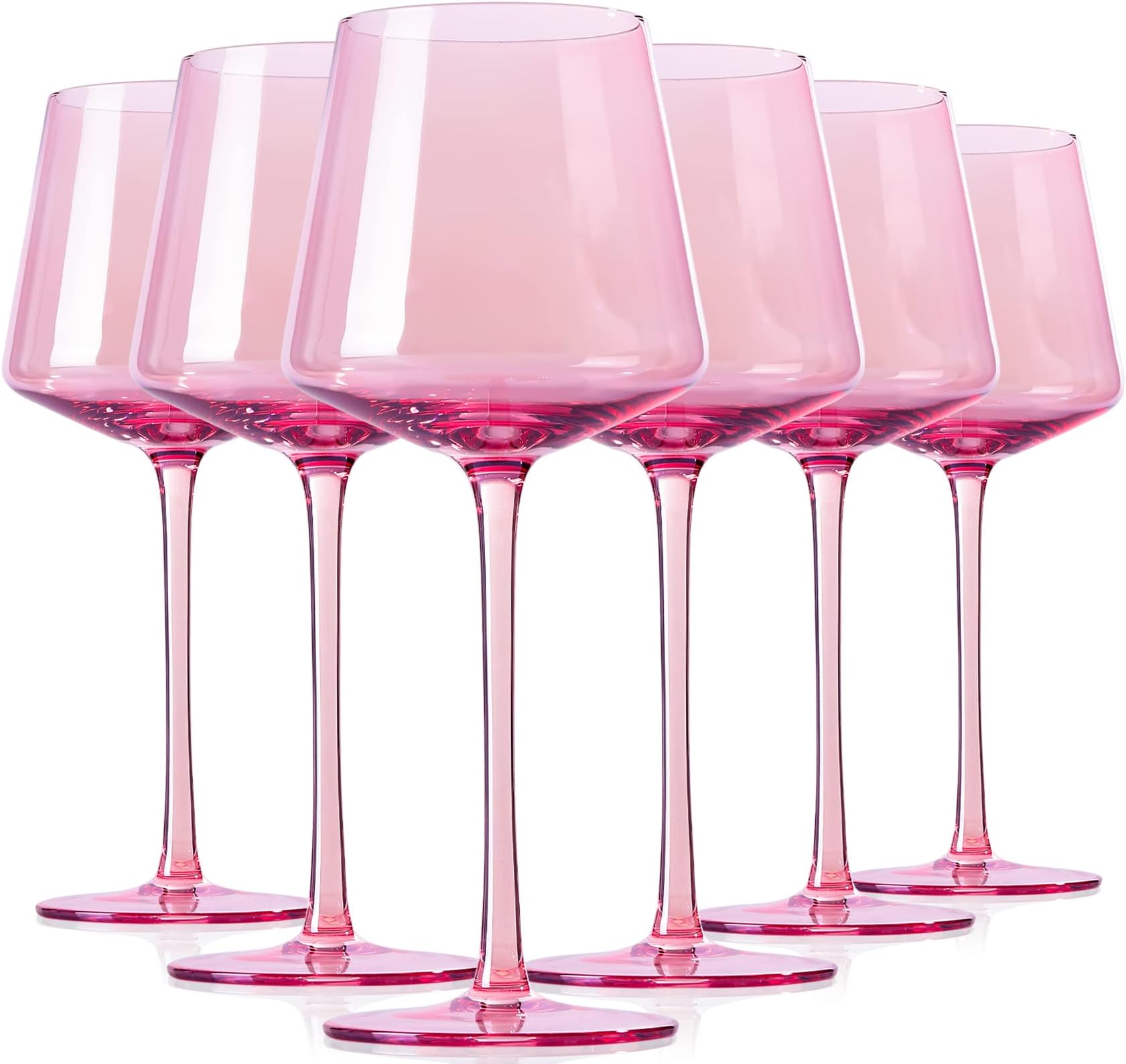 Amazon.com | Physkoa Pink Wine Glass Set of 6,17Ounce Crystal Glass ...