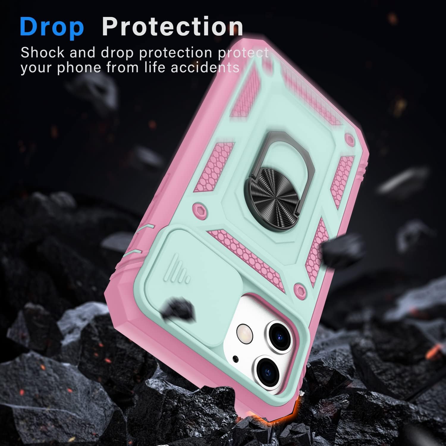 Korecase Funda diseñada para iPhone 12iPhone 12 Pro Kickstand con cubierta de cámara, grado ...