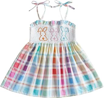 Amazon.com: Easter Dresses for Toddler Girls Cute Sleeveless Bunny ...