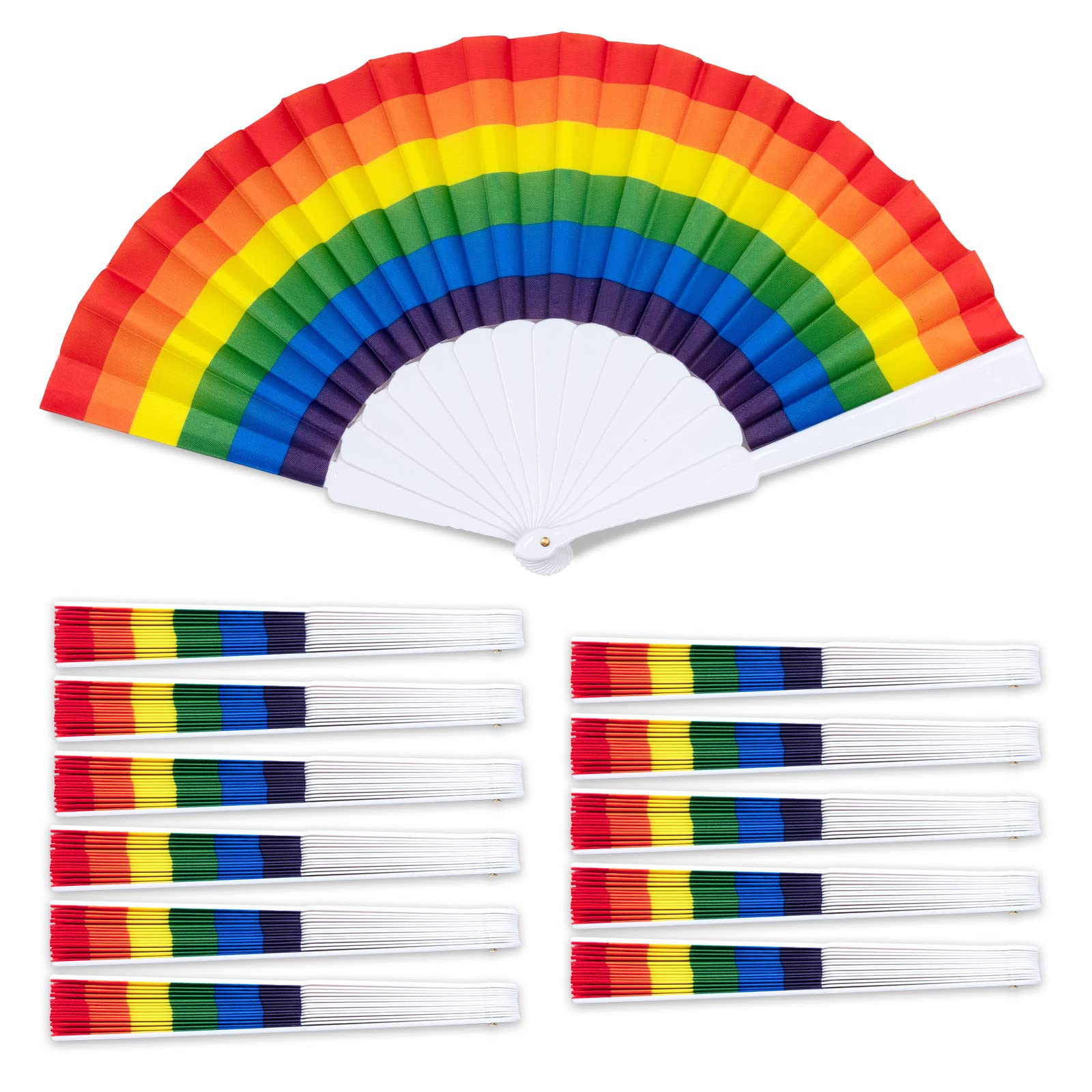 Amazon.com: Rainbow Fans, 12-Pack Folding Fans for Pride, Rainbow LGBTQ ...