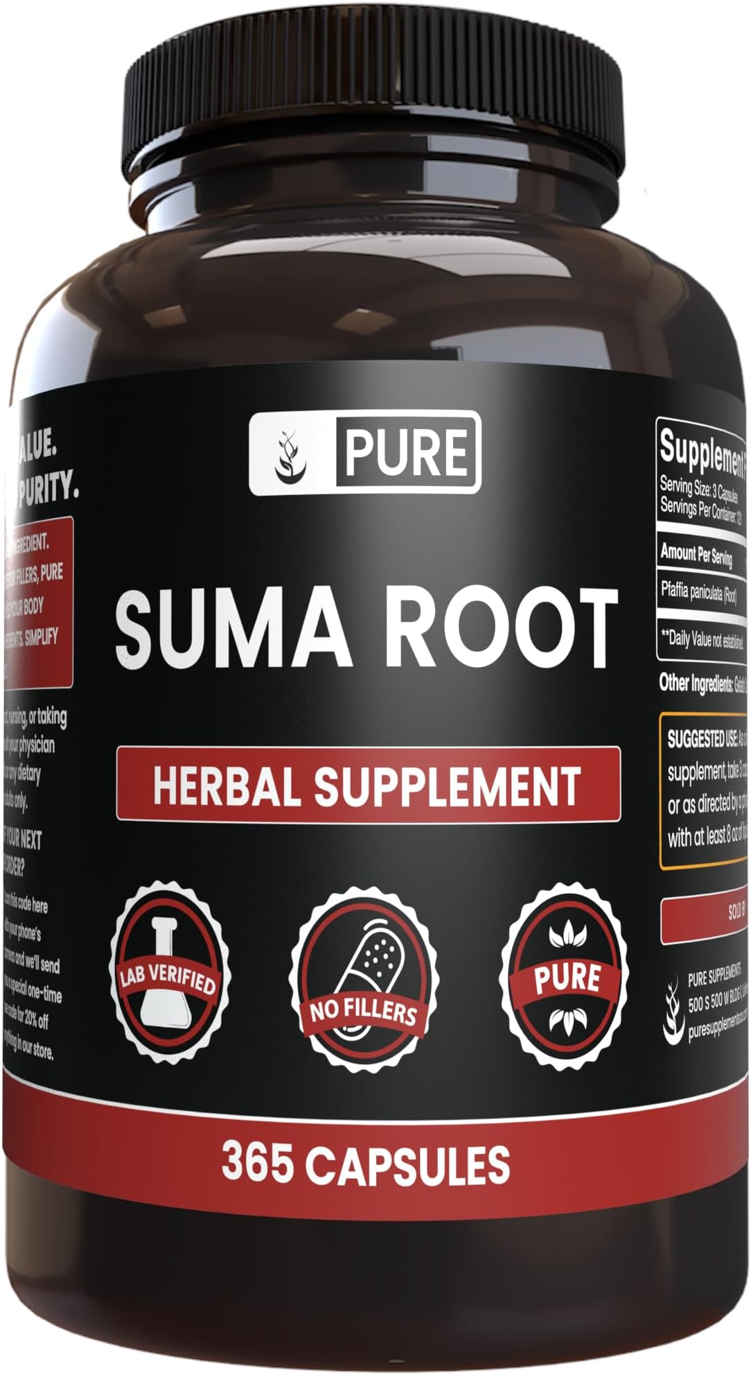 Amazon.com: PURE ORIGINAL INGREDIENTS Suma Root (365 Capsule), No ...
