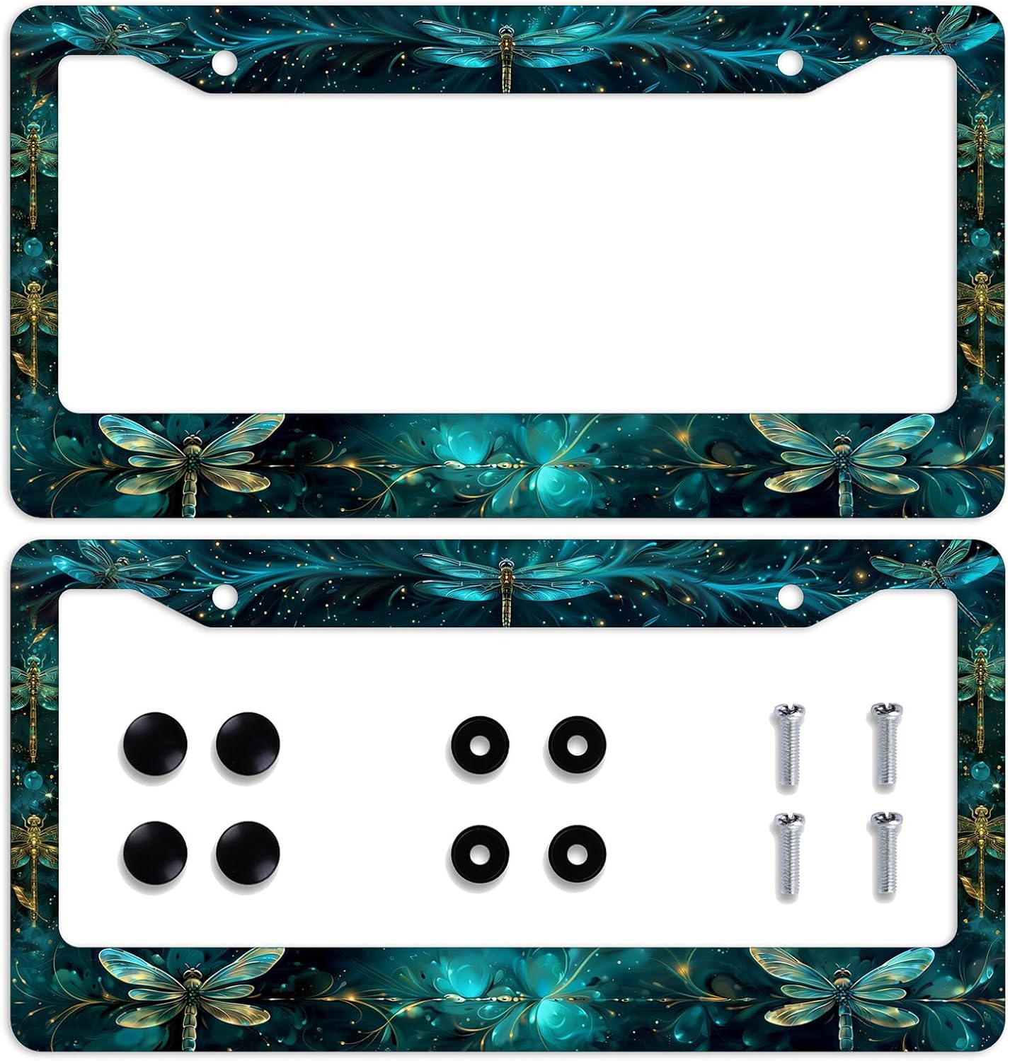 Amazon.com: 2Pcs Beautiful Dragonfly License Plate Frame Insect Flying ...