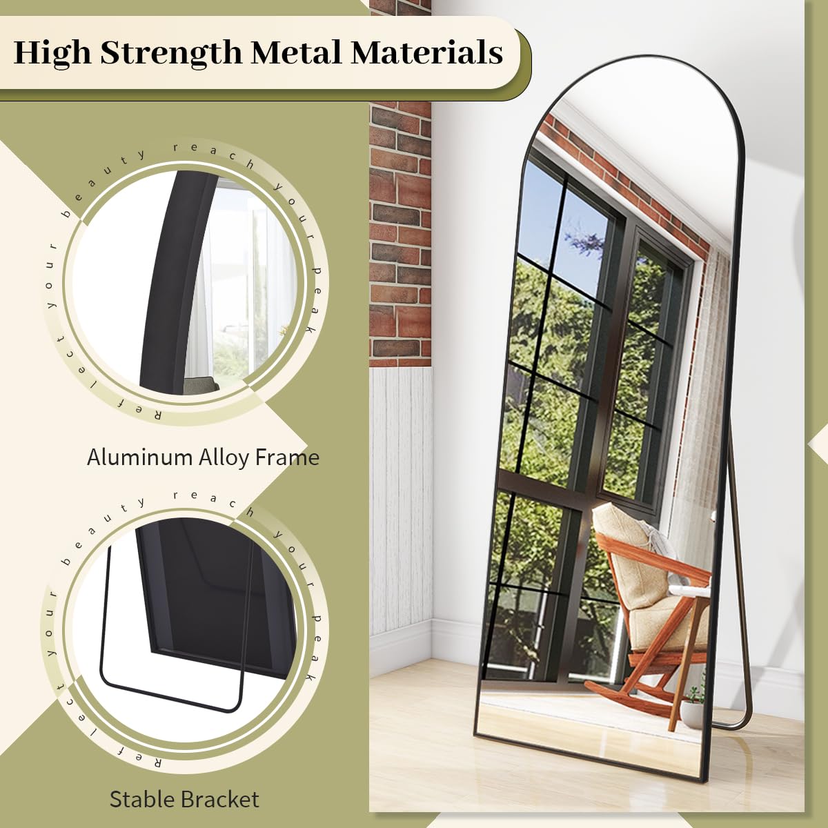 Snapklik.com : BEAUTYPEAK 58x18 Full Length Mirror Arch Floor Mirror ...