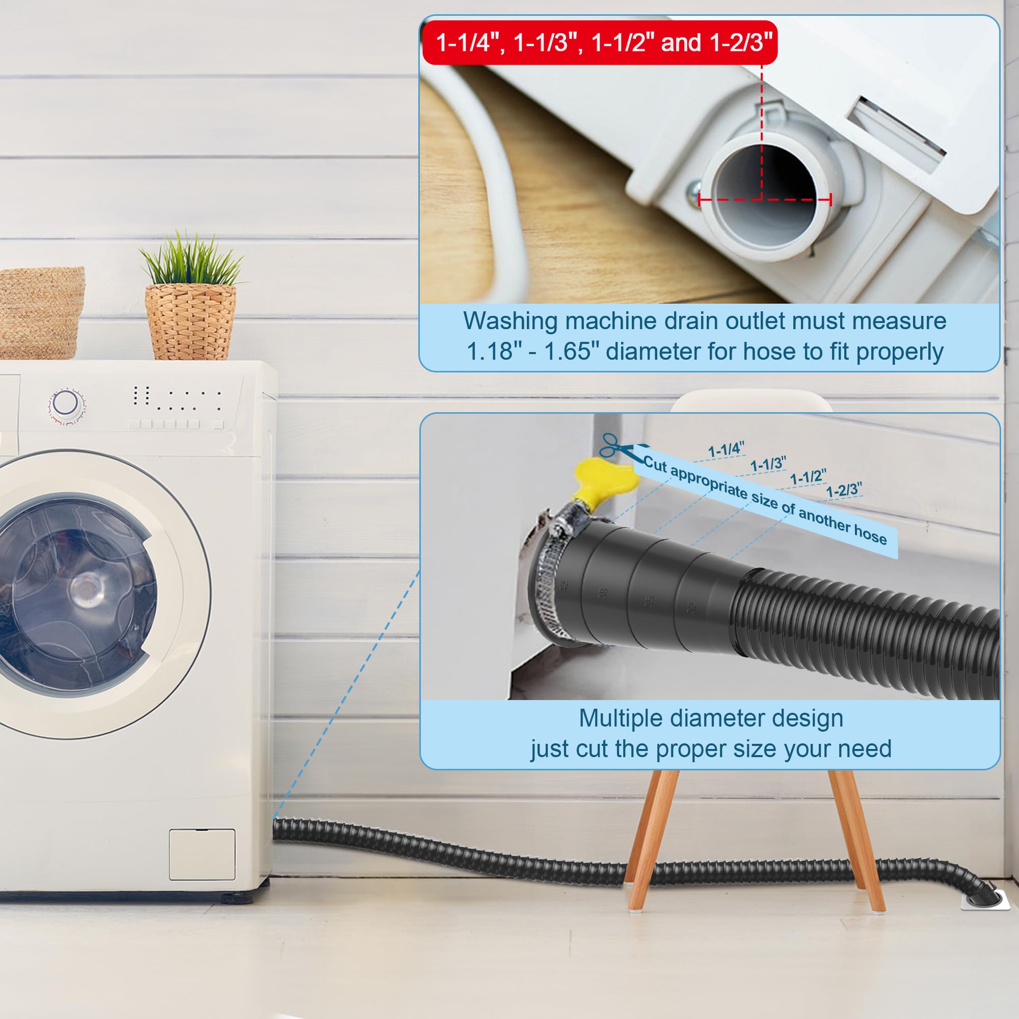 Snapklik.com : MyLifeUNIT Washing Machine Drain Hose Extension Kit ...