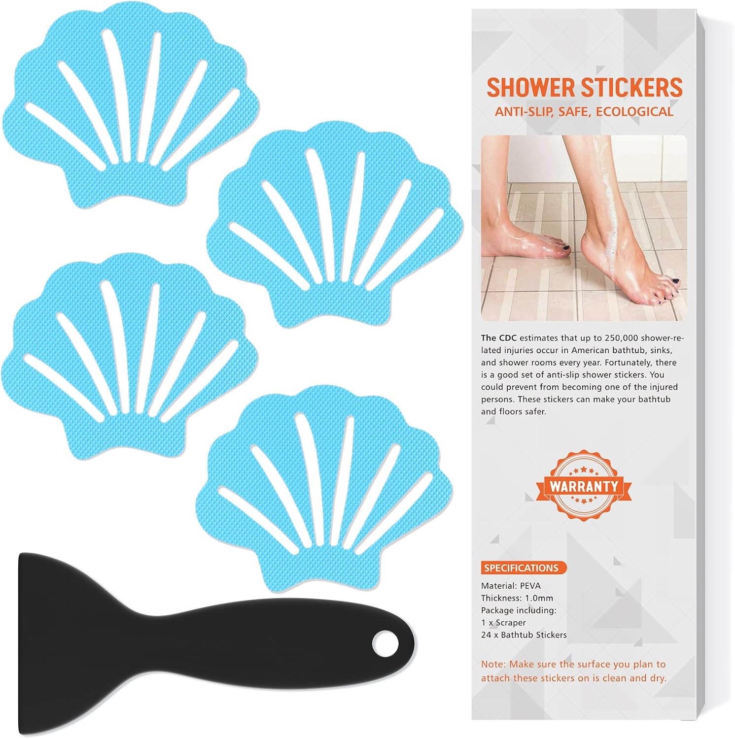 Amazon.com: Nodirz Bathtub Stickers Non Slip, Shell Shaped Tubs Safety ...