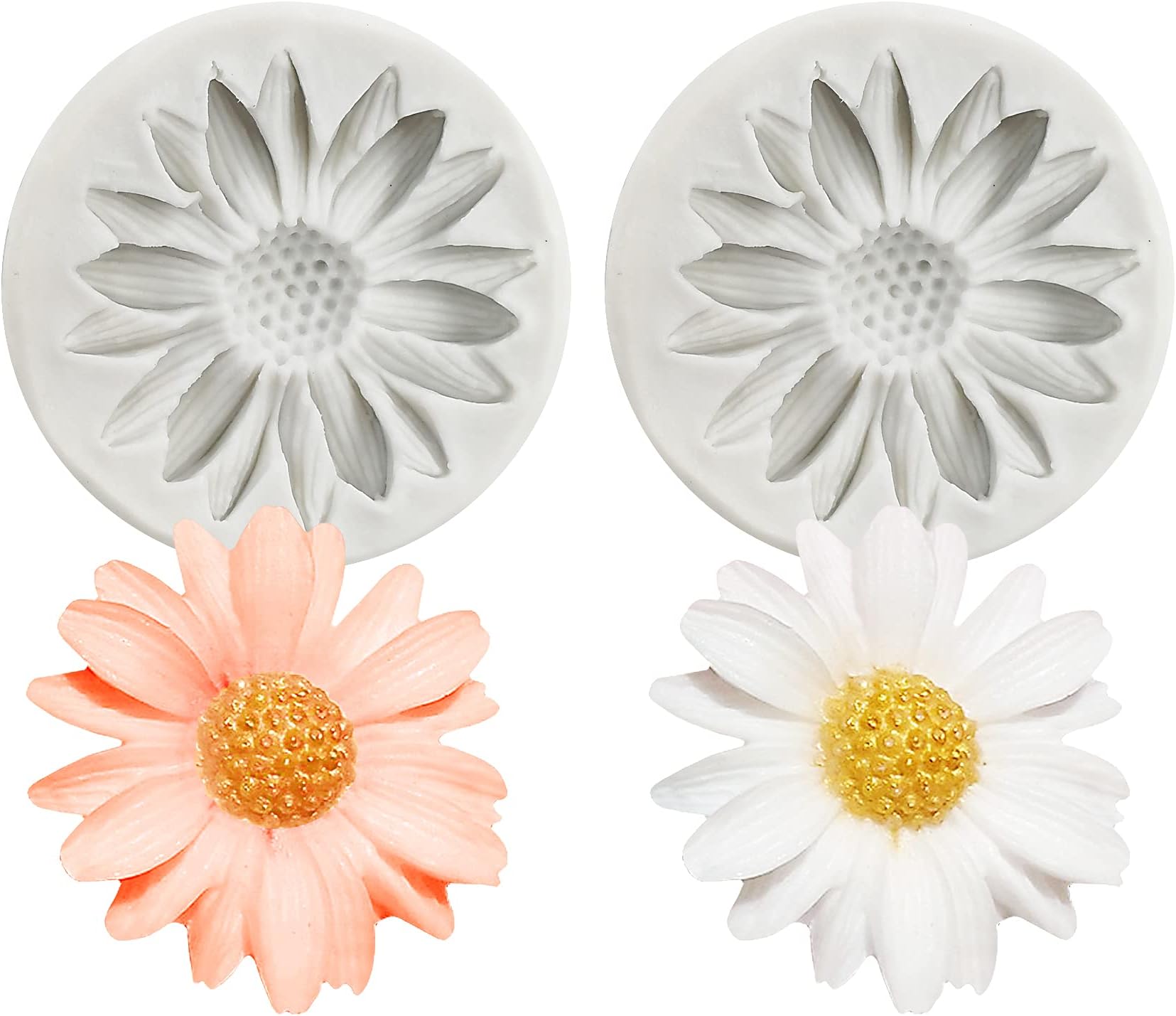 Amazon.com: Daisy Silicone Chocolate Molds, 4 Packs Flower Keychain ...