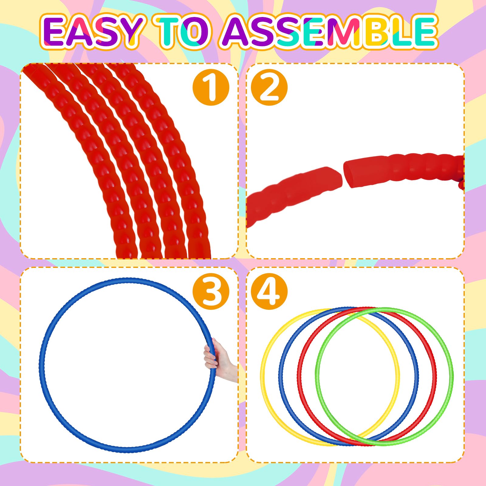 Snapklik.com : Sratte 8 Pcs Color Hoop Detachable Adjustable Exercise ...