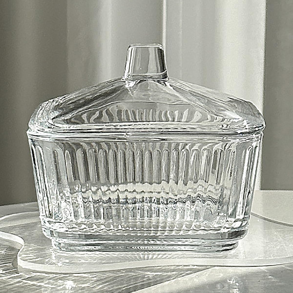 Amazon.com | EWEIGEER 10 Ounce Candy Dish with Lid,Clear Square Lead ...