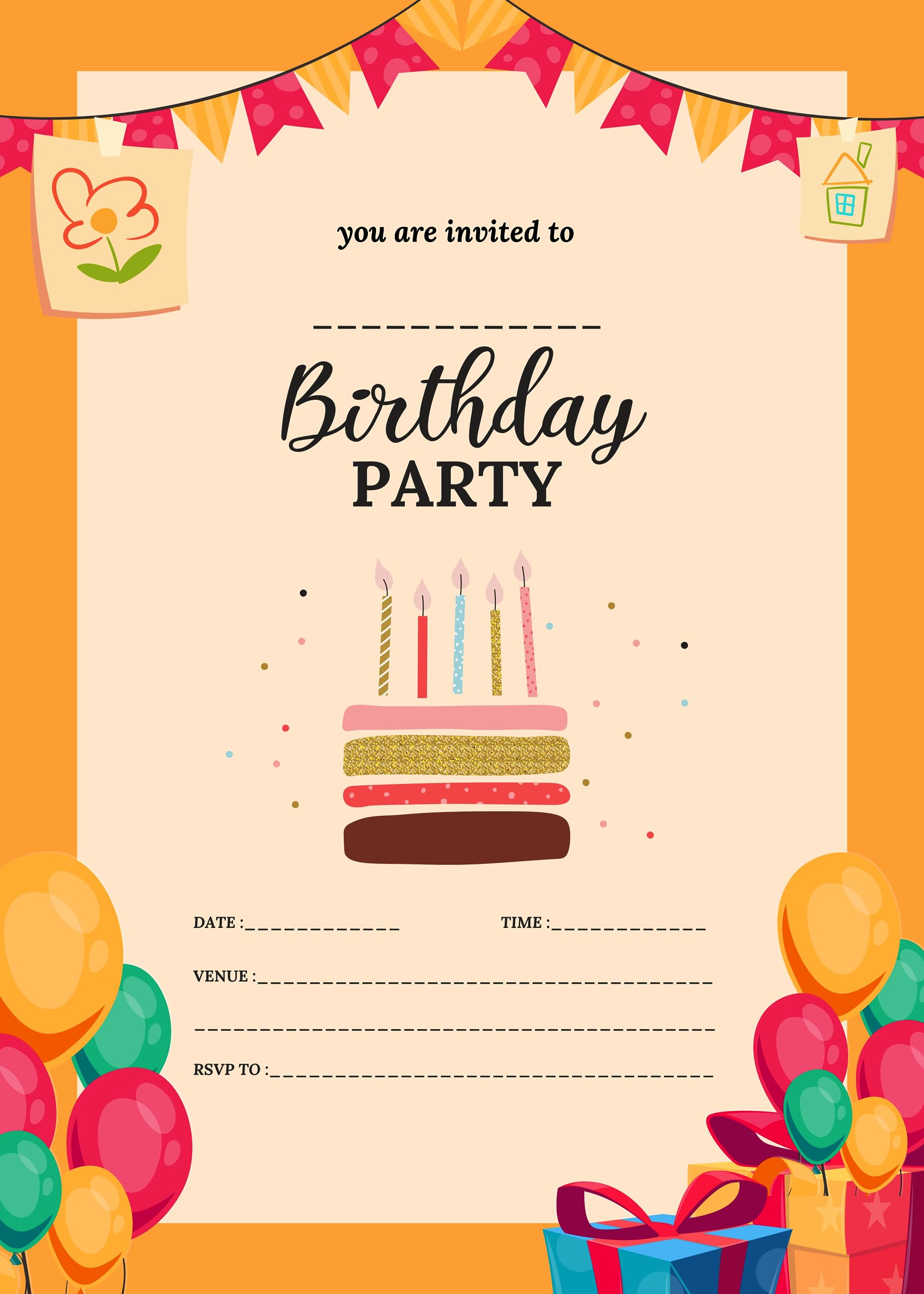 FILL IN BIRTHDAY PARTY INVITATION CARDS SET OF 20 PERSONALIZED ...