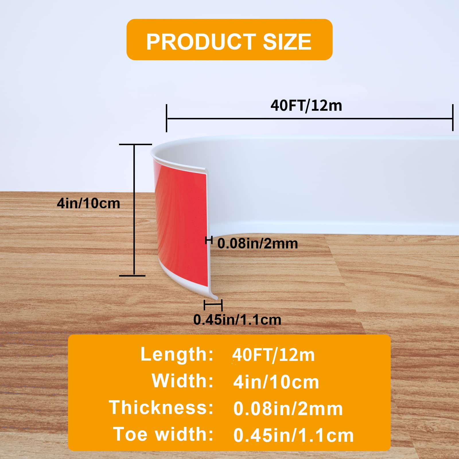 Snapklik.com : NeatiEase Flexible Baseboard Molding Trim, 4 Inch