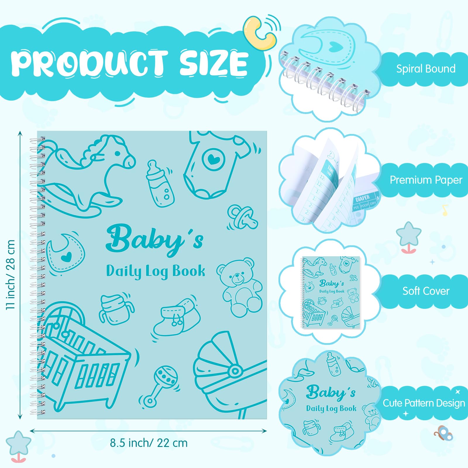 Snapklik.com : Pasimy Baby Daily Log Book For Newborns Baby Feeding Track Log Baby Care Journal ...