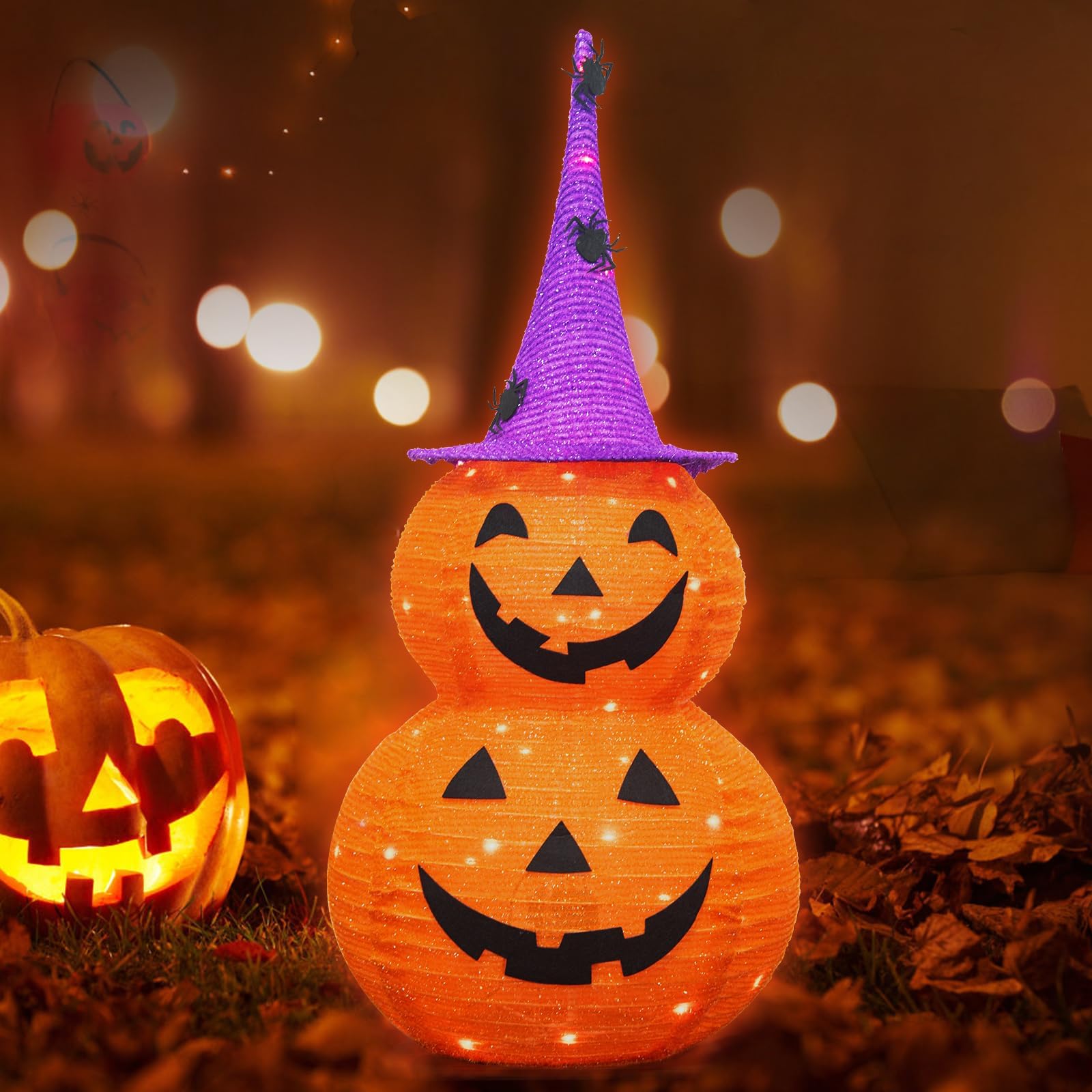 Lights4fun Halloween Pumpkin LED Battery Operated Jack-O-Lantern Light ...