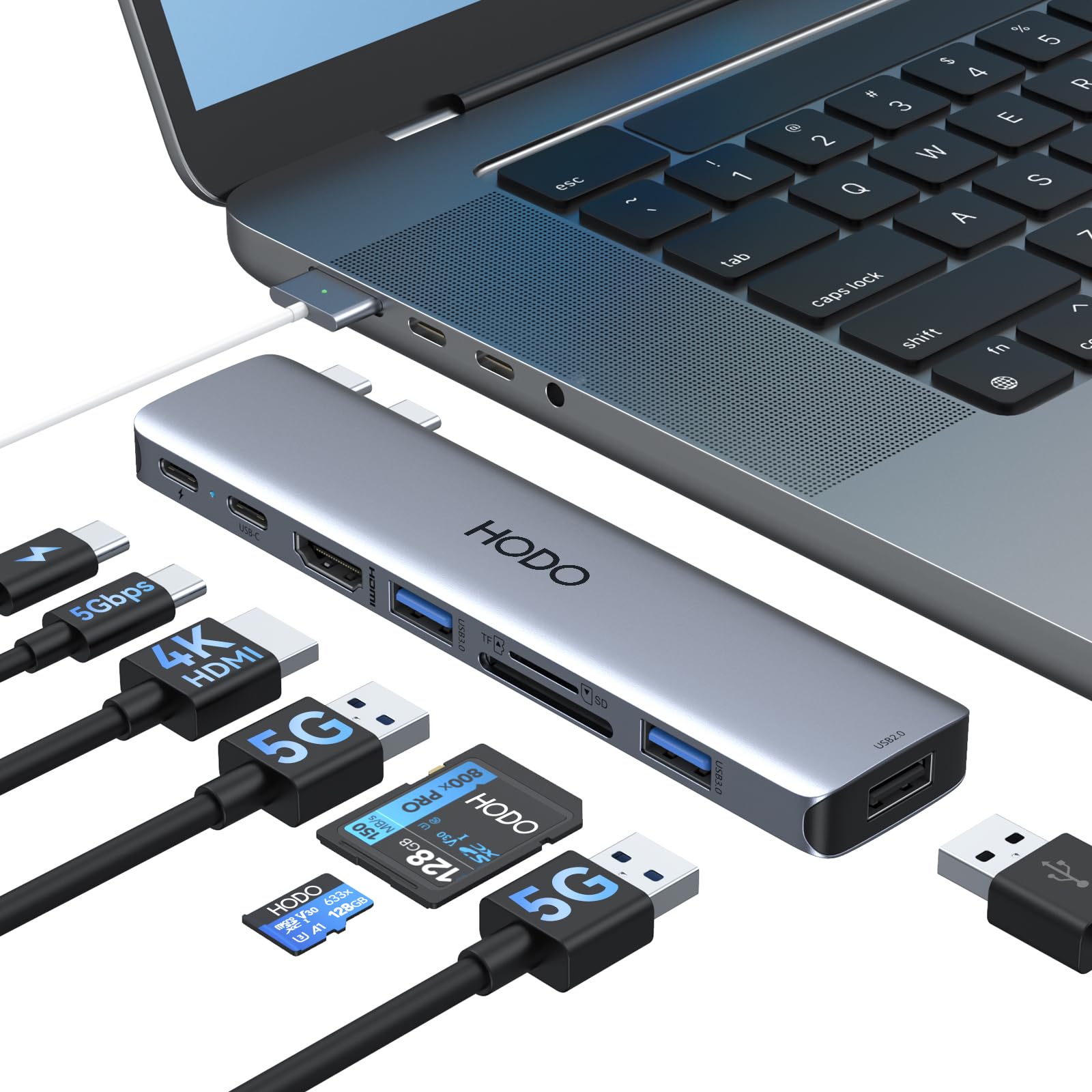 HODO USB C Adapter für MacBook Pro Air, MacBook Hub 8 in 2, MacBook ...