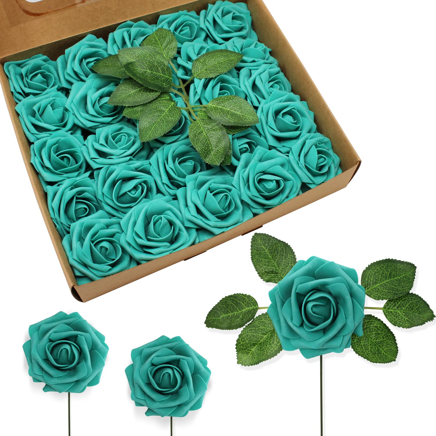 Amazon.com: JOYLEX Artificial Flowers Realistic Roses, 50pcs Real ...