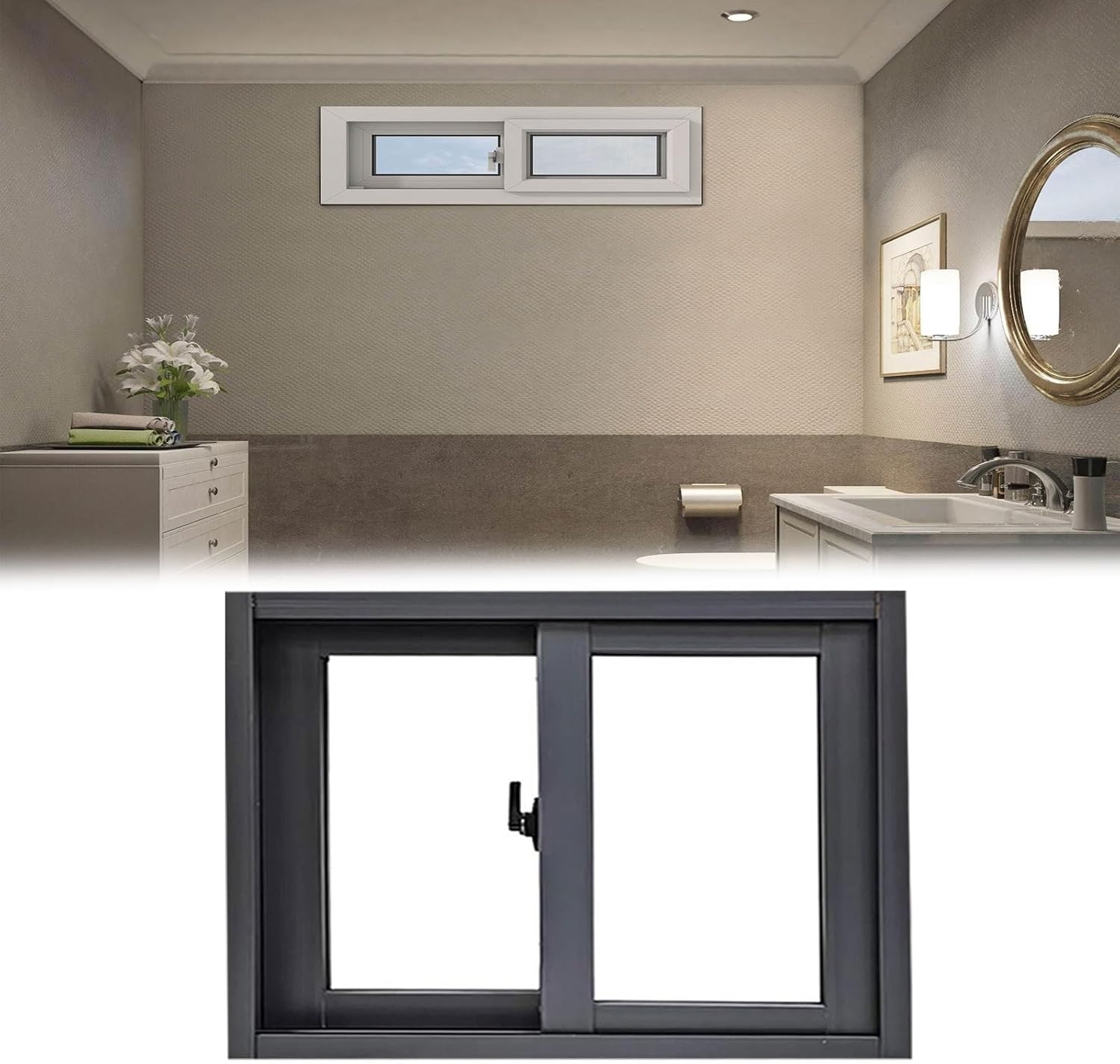Amazon.com: Black-Gray Aluminum Basement Window 29"W x 20"H, Lockable ...