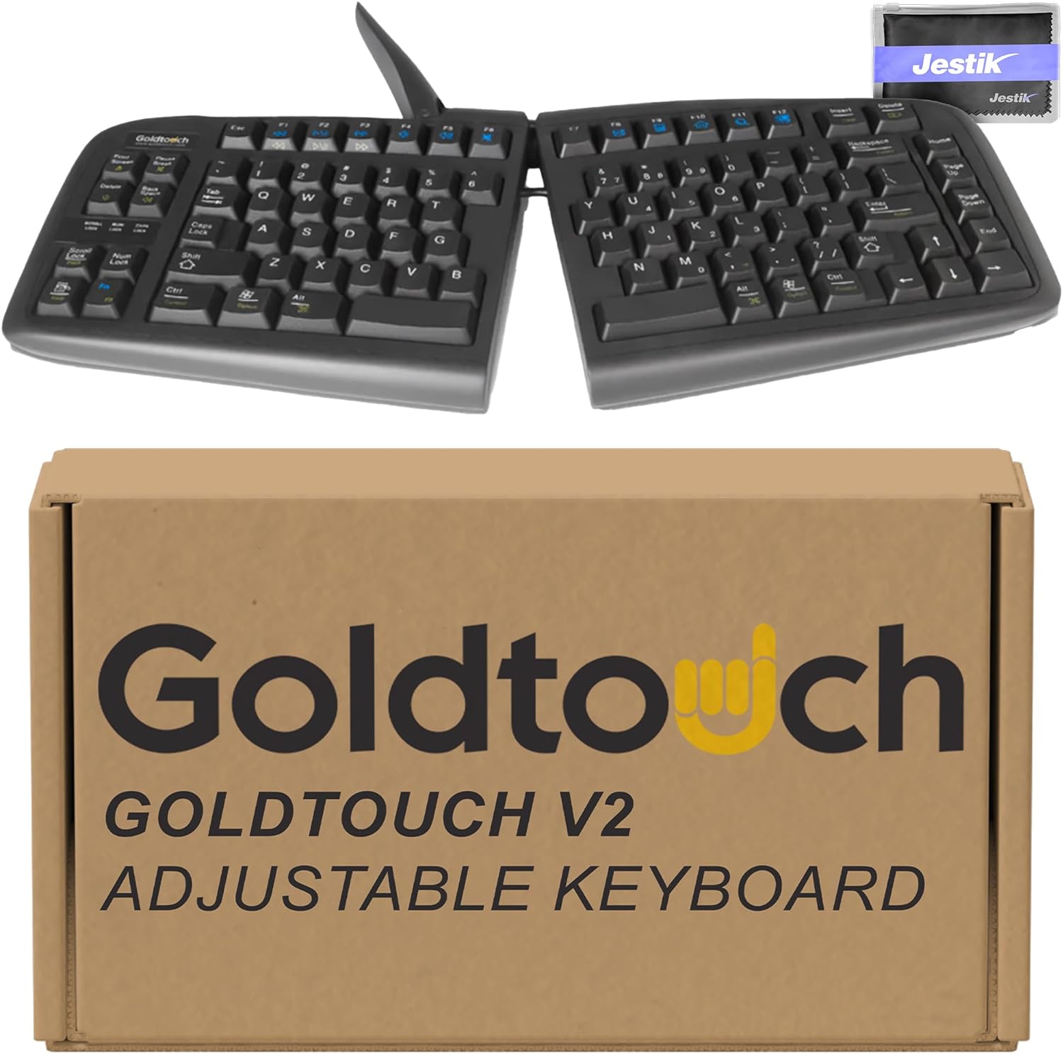 Amazon.com: Goldtouch GTU-0088 V2 可調式舒適鍵盤加 Jestik 超細纖維布 - 超值套組 : 電子